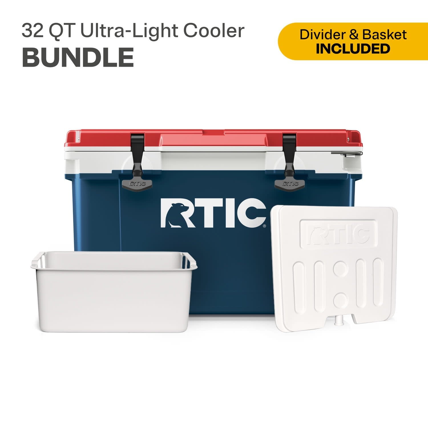 RTIC 32 Quart Ultra-Light Hard Cooler Bundle, with Freezable Divider ...