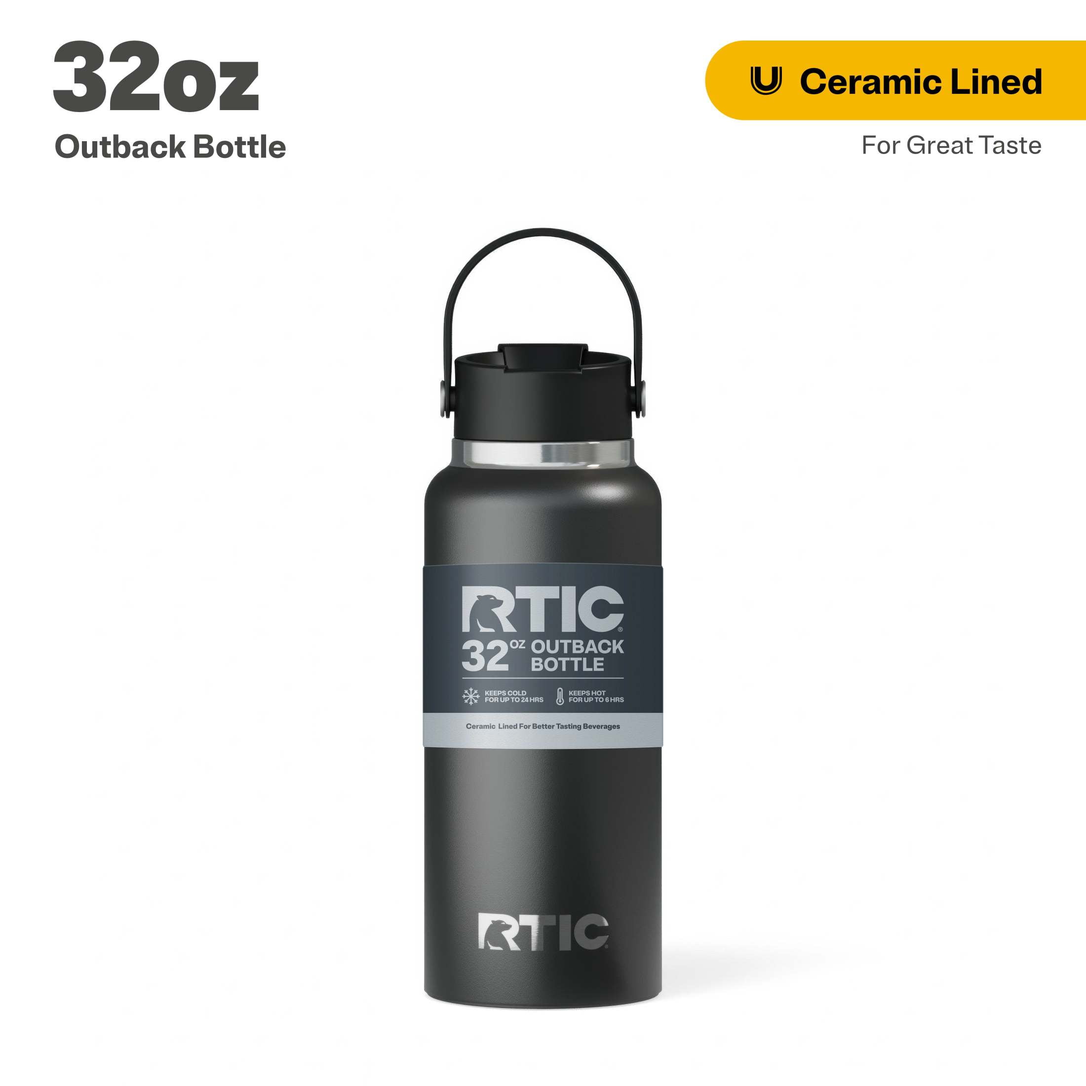 RTIC 32 oz Ceramic Lined Insulated Outback Bottle, Black - Walmart.com