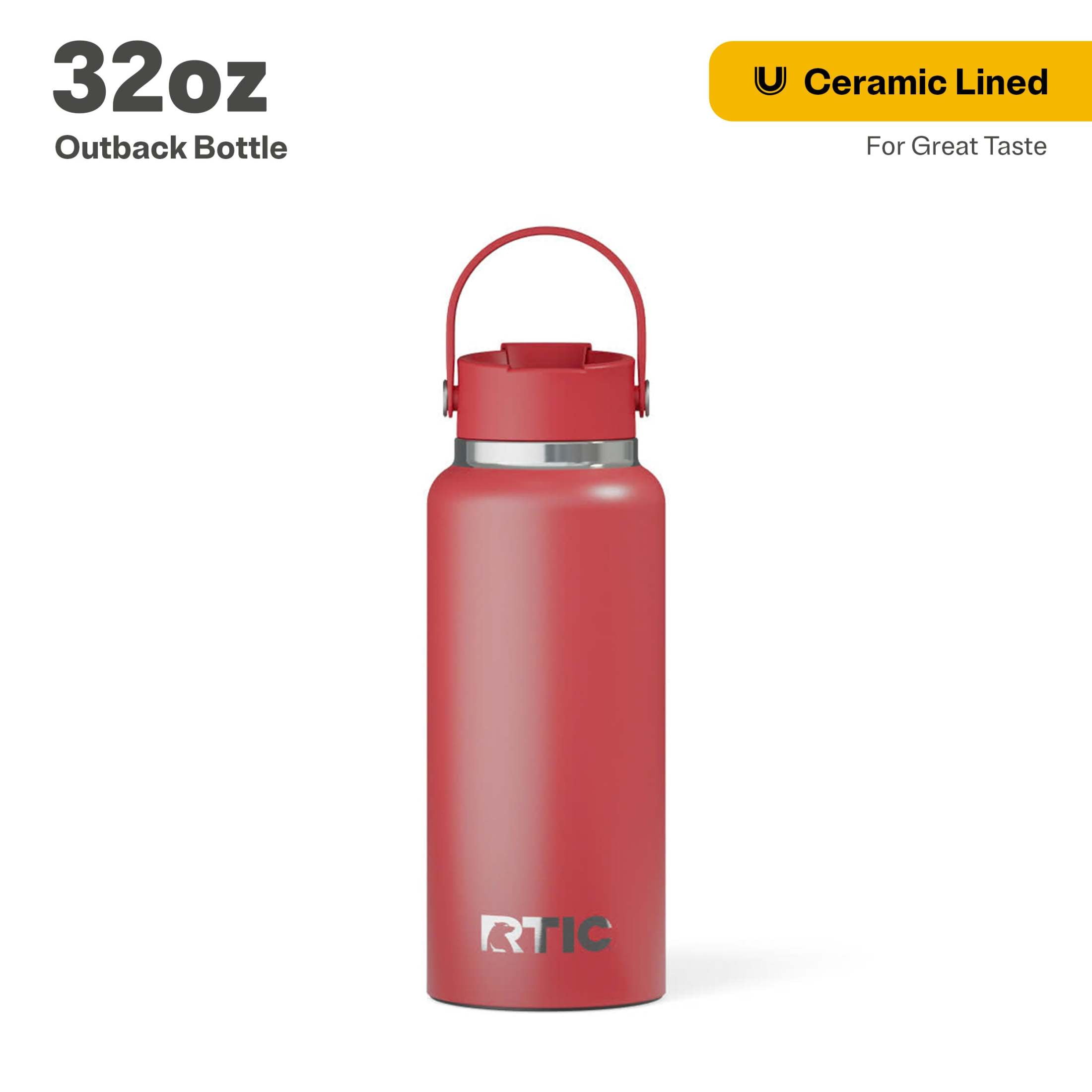 RTIC 32 oz Ceramic Lined Insulated Outback Water Bottle, Leak Resistant ...
