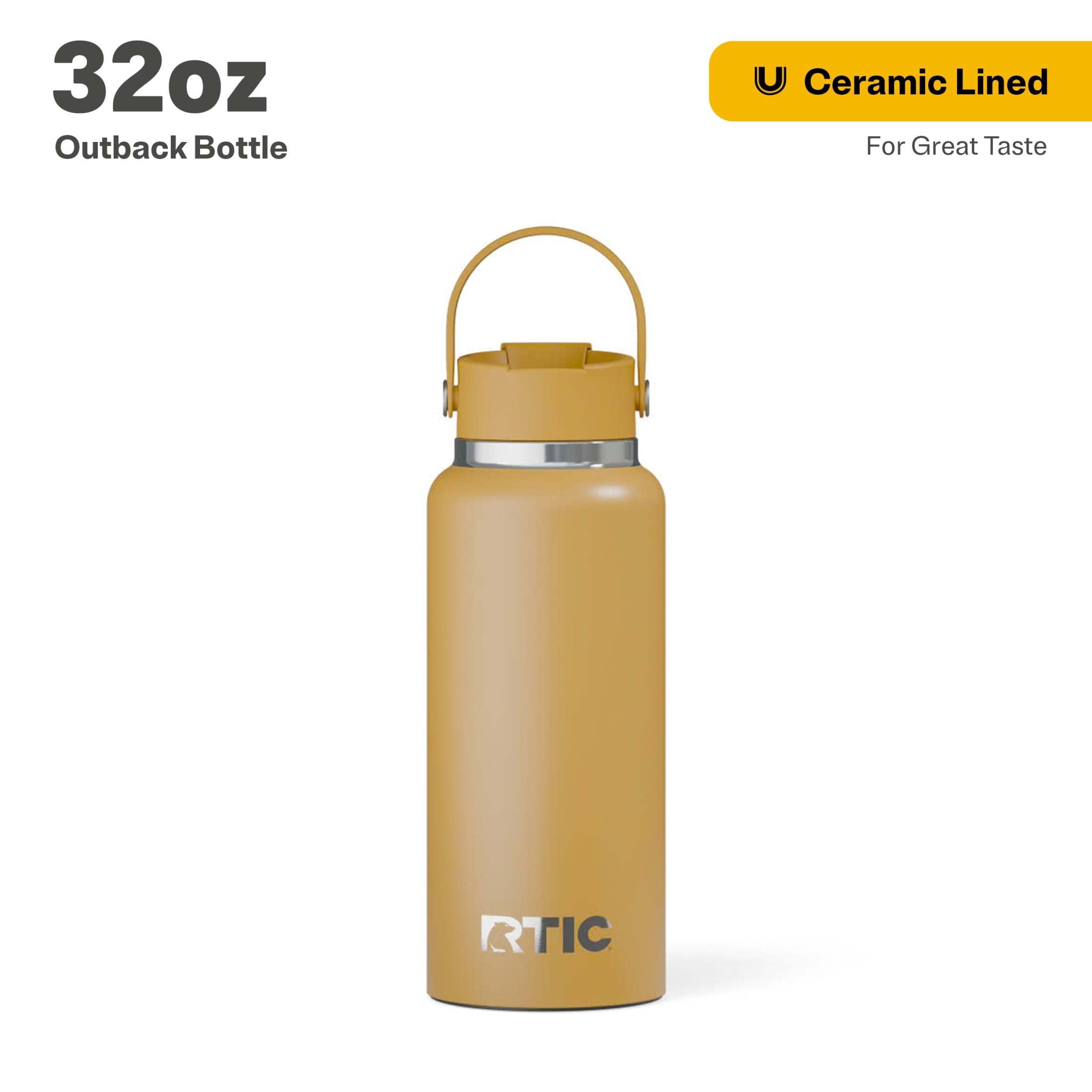 RTIC 32 oz Ceramic Lined Insulated Outback Bottle, Leak Resistant ...