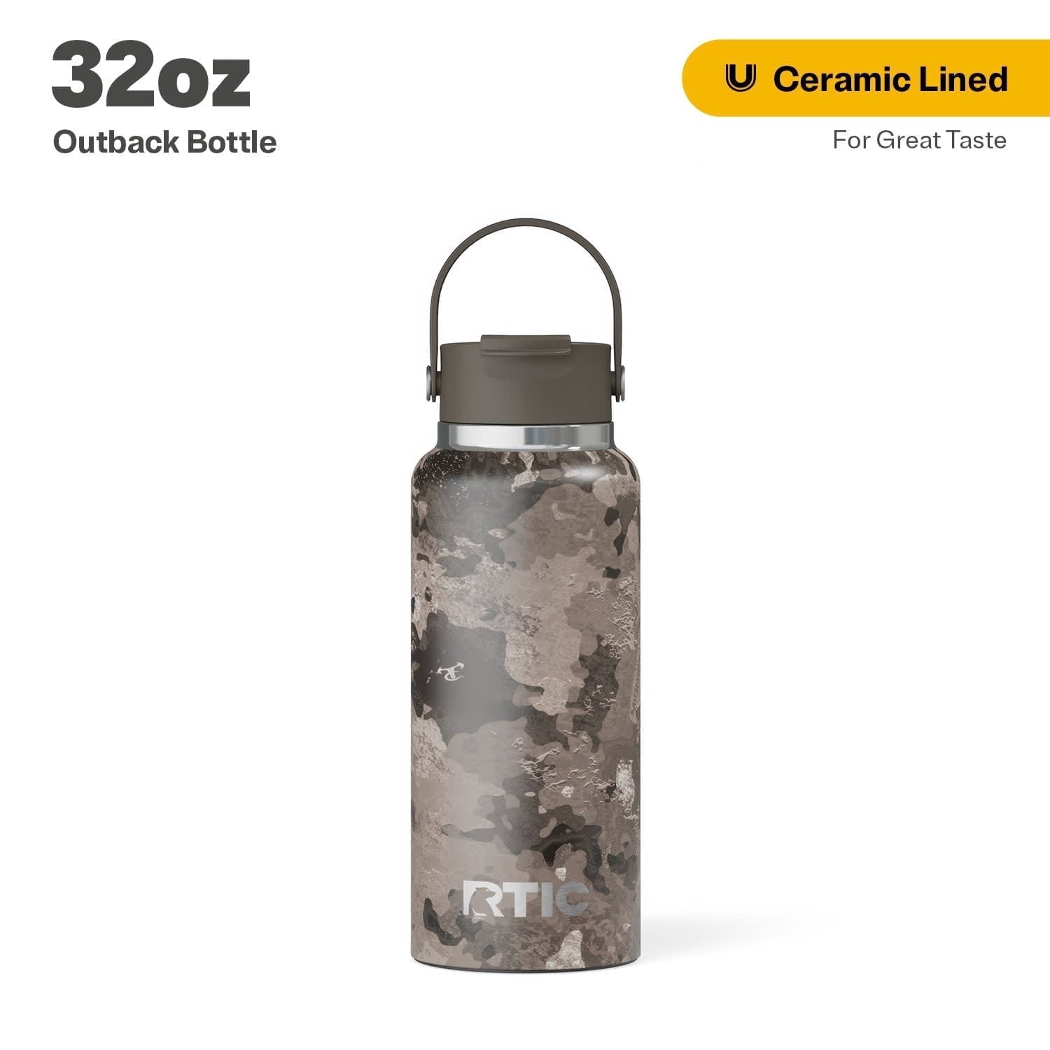 RTIC 32 oz Ceramic Lined Insulated Outback Water Bottle, Leak Resistant ...