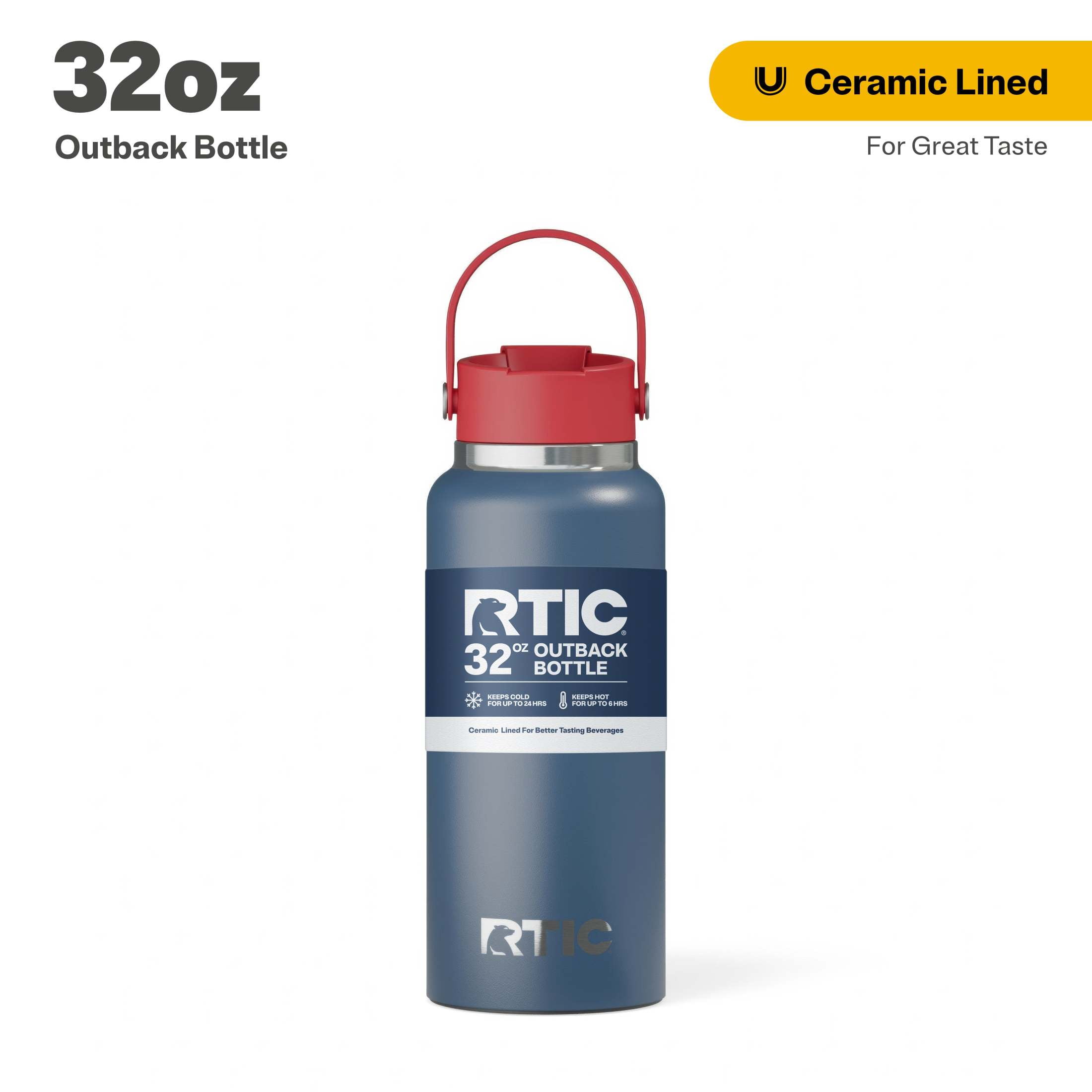 RTIC 32 oz Ceramic Lined Insulated Outback Bottle, Leak Resistant ...