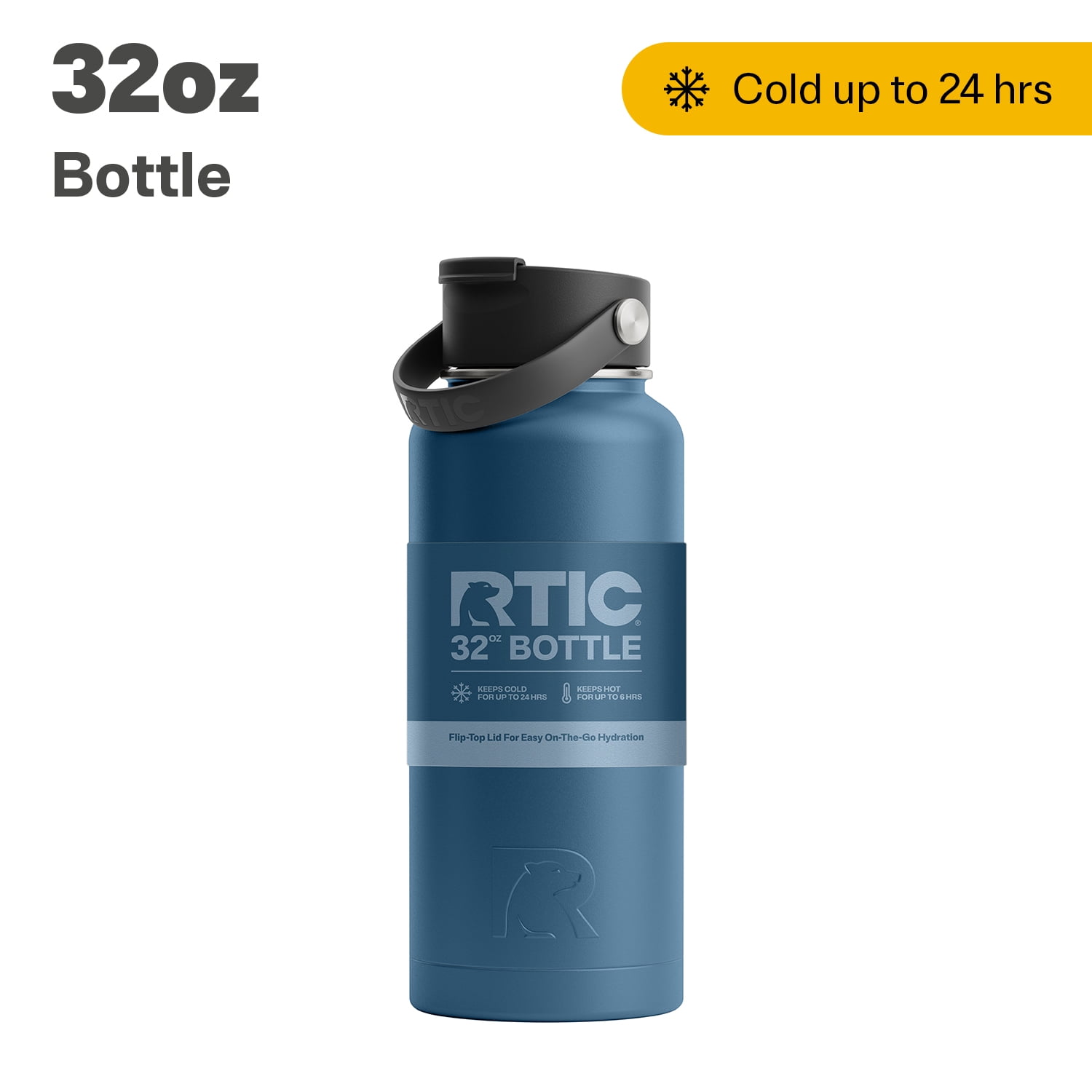 RTIC 32 oz Stainless Steel Insulated Bottle, Wide Mouth Multi-Use Lid ...