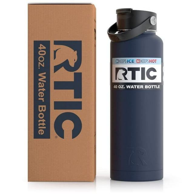 RTIC 40 OZ Stainless Steel Insulated Bottle, Wide Mouth Multi-Use Lid ...