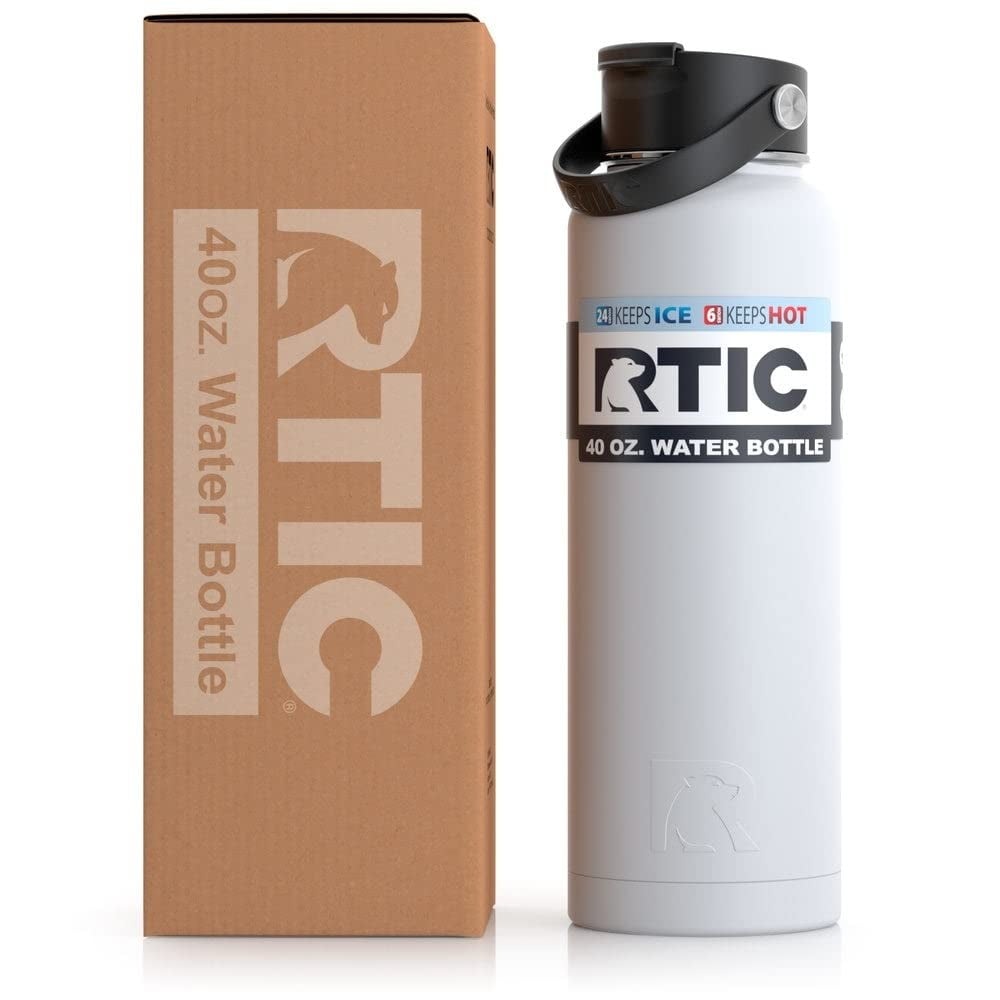 RTIC 40 oz Stainless Steel Insulated Bottle, Wide Mouth Multi-Use Lid ...