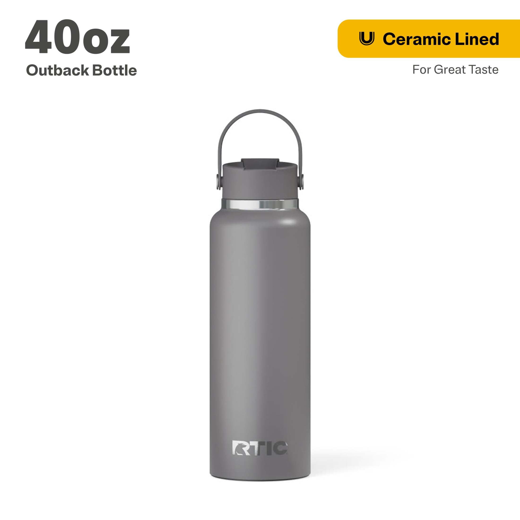 RTIC 40 oz Ceramic-Lined Insulated Bottle, Leak-Resistant, Wide-Mouth ...