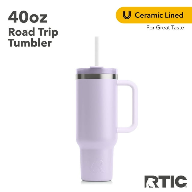 RTIC 40 oz Ceramic Lined Road Trip Tumbler, Leak-Resistant Lid with ...