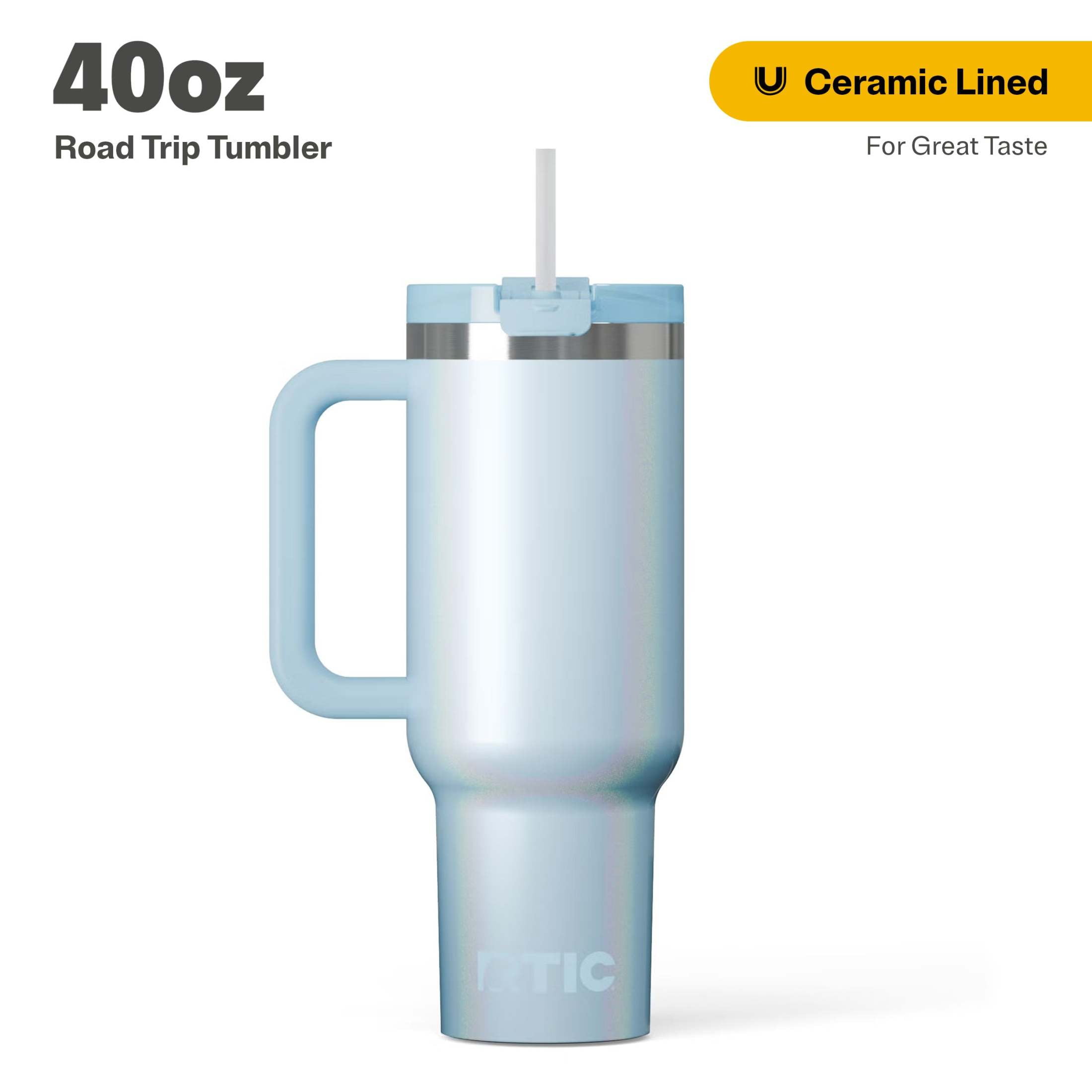 RTIC 40 oz Ceramic Lined Road Trip Tumbler, Leak-Resistant Lid with ...