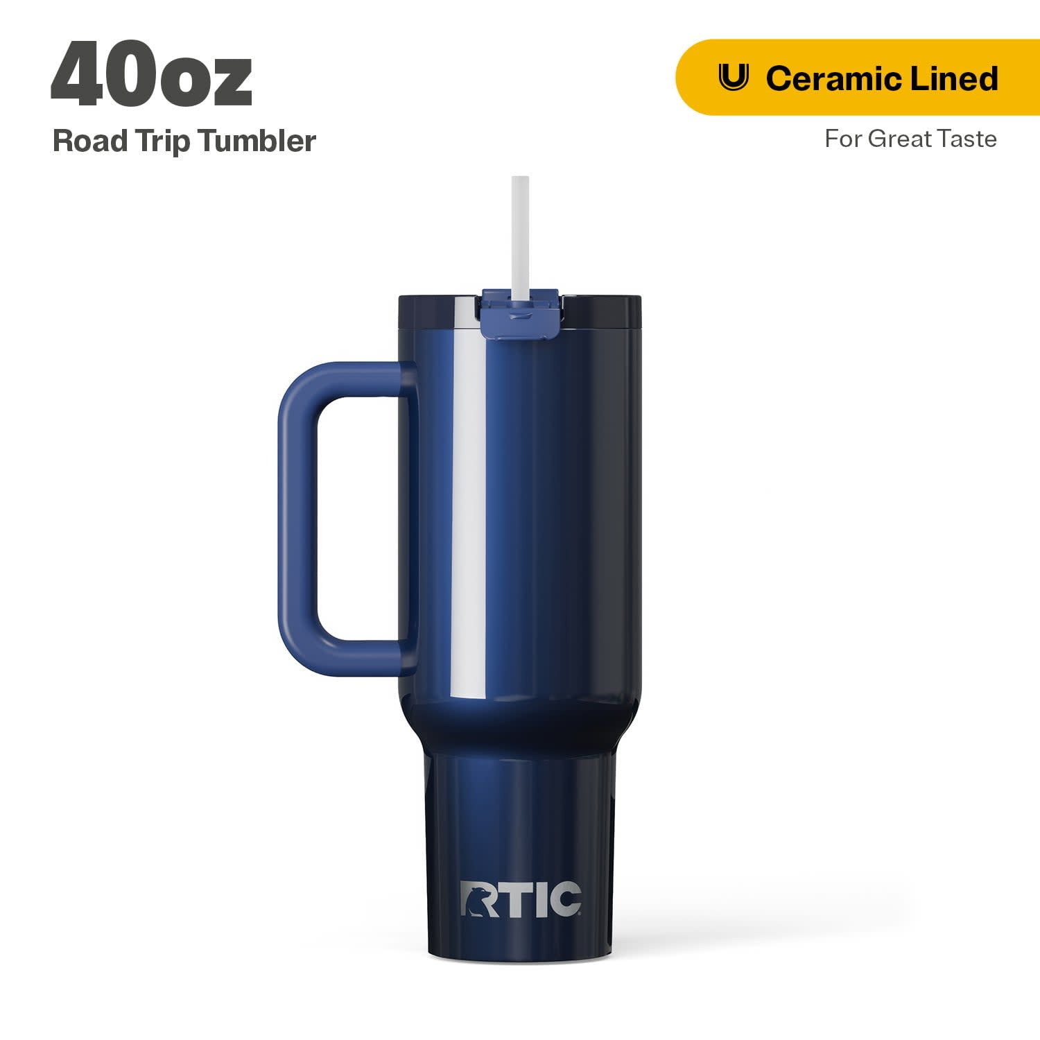 RTIC 40 oz Ceramic Lined Road Trip Tumbler, Leak-Resistant Straw Lid ...