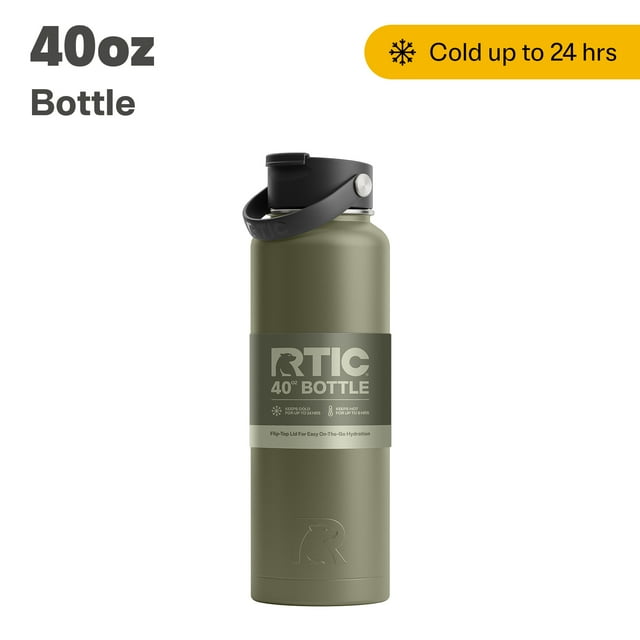 RTIC 40 oz Stainless Steel Insulated Bottle, Wide Mouth Multi-Use Lid ...