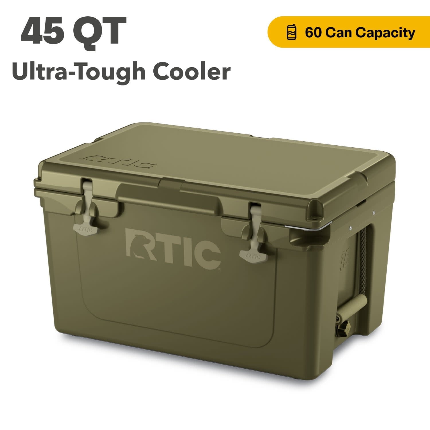 RTIC 45 QT Rotomolded Cooler, Holds 60 Cans, Olive, Ultra-Tough ...