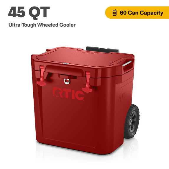 RTIC 45 QT Ultra-Tough Wheeled Hard-Sided Ice Chest Cooler, Fits 60 ...