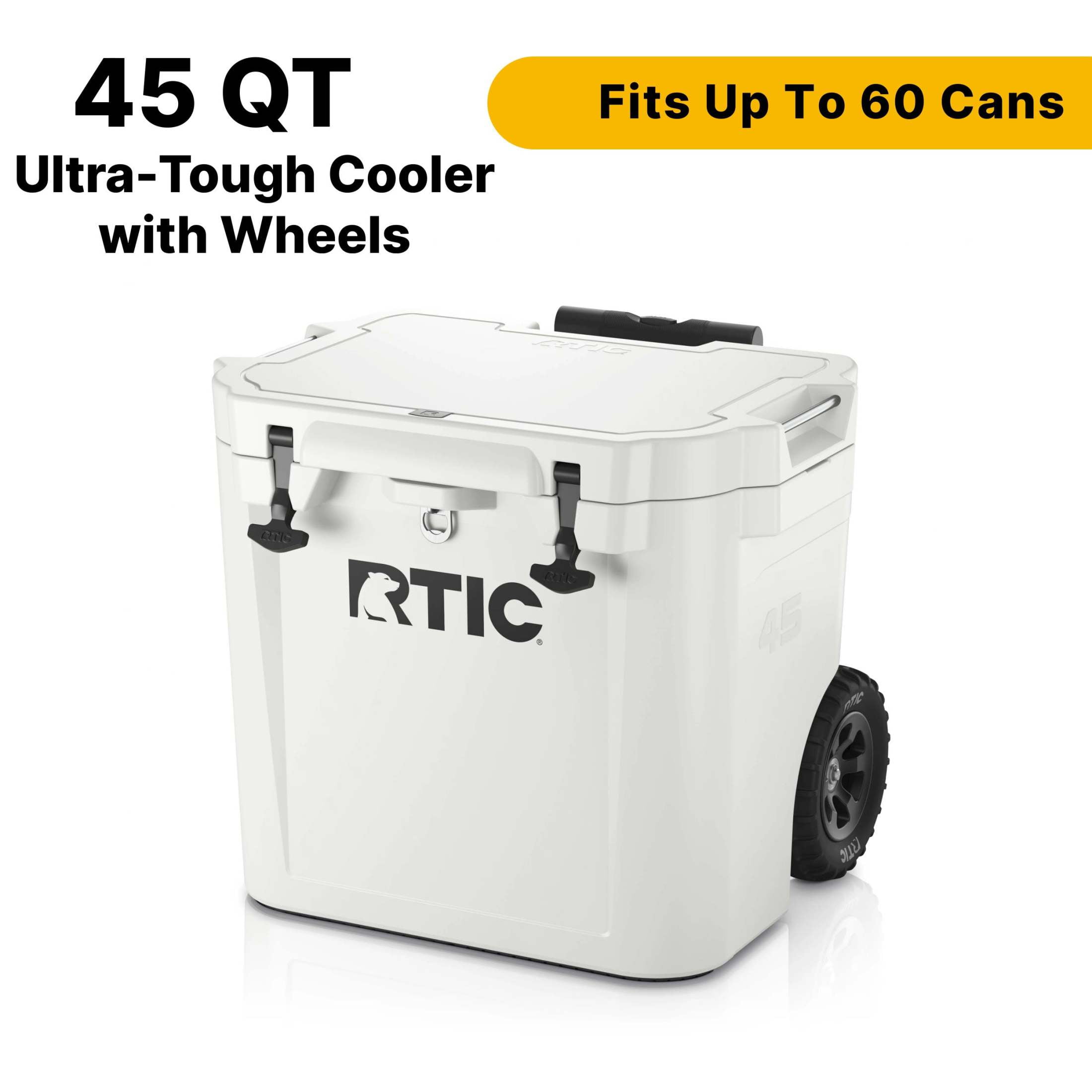 RTIC Ultra-Tough 45 QT Cooler, Ice Chest with Lid, White, Holds 60 Cans ...