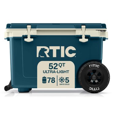 RTIC Ultra-Light 52 QT Wheeled Ice Chest Cooler, Dark/Cool Grey, Fits ...
