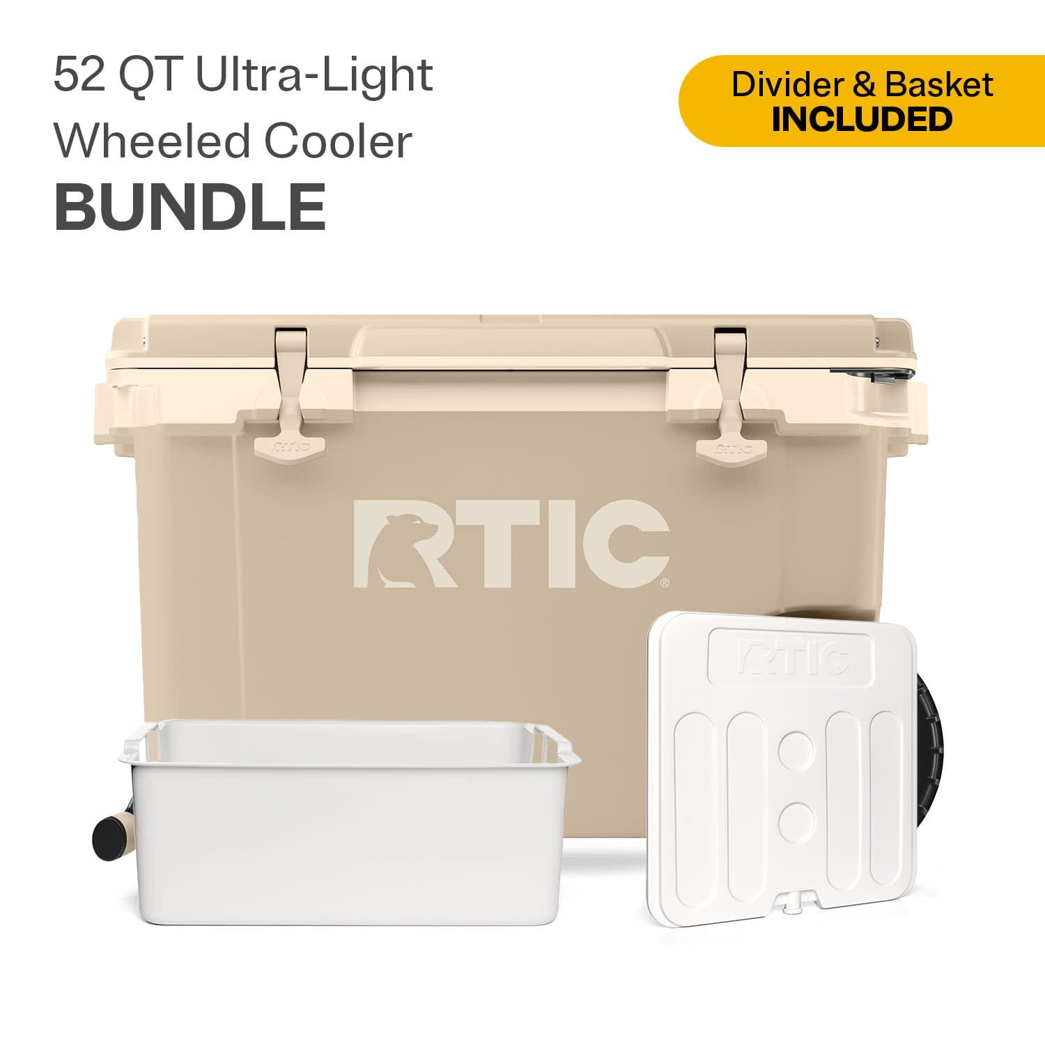 RTIC 52 Quart Wheeled Ultra-Light Hard Cooler Bundle, with Freezable ...