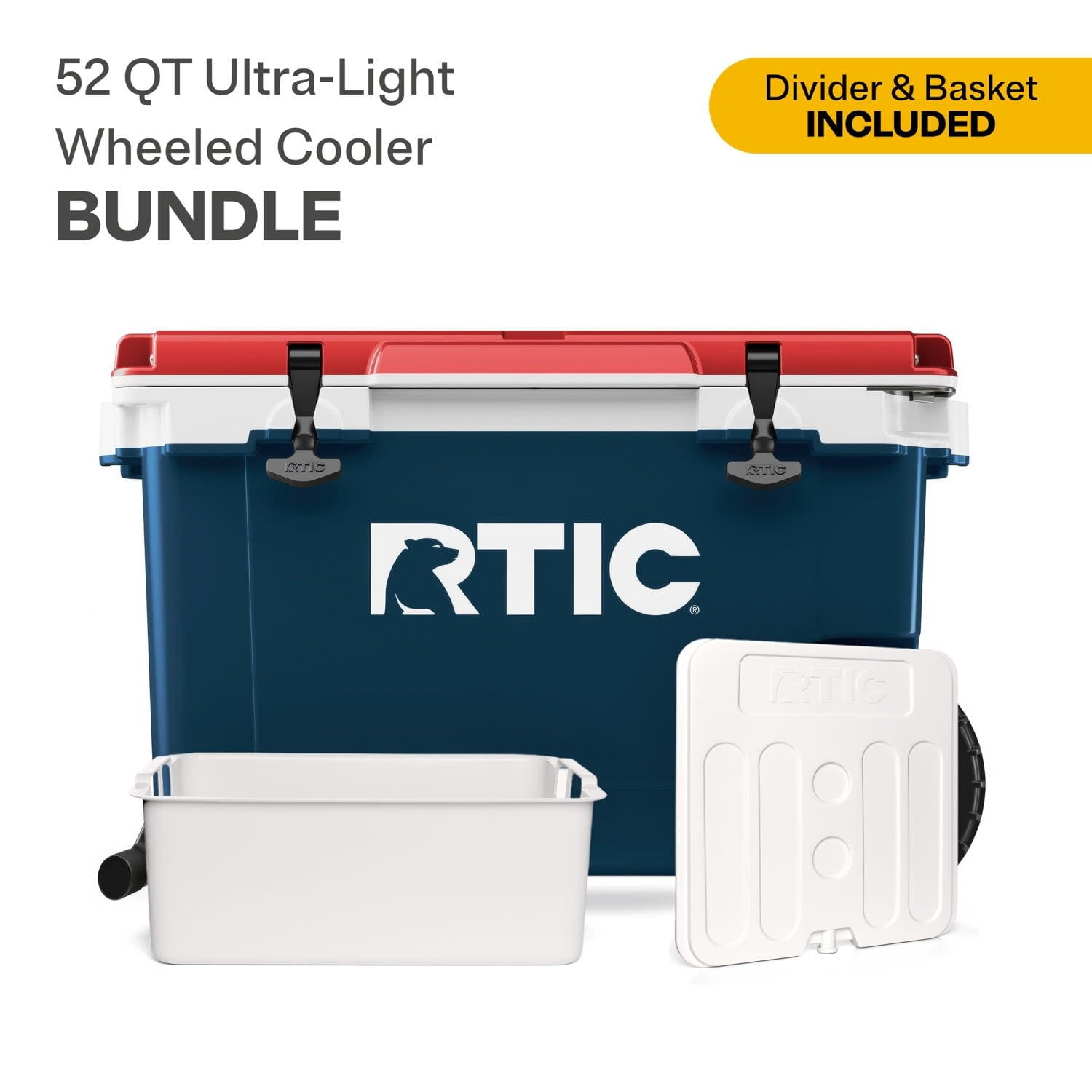 RTIC 52 Quart Wheeled Ultra-Light Hard Cooler Bundle, with Freezable ...