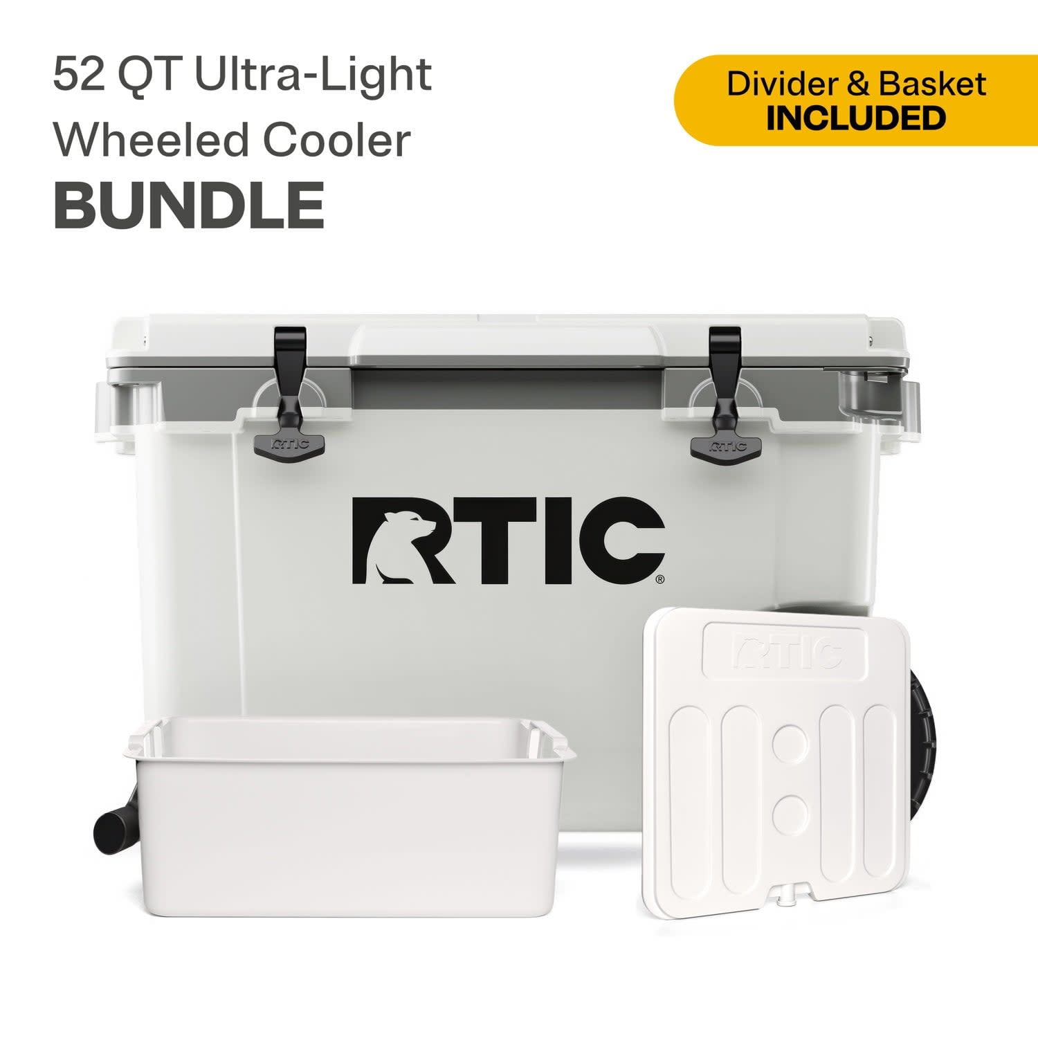 RTIC 52 Quart Wheeled Ultra-Light Hard Cooler Bundle, with Freezable ...