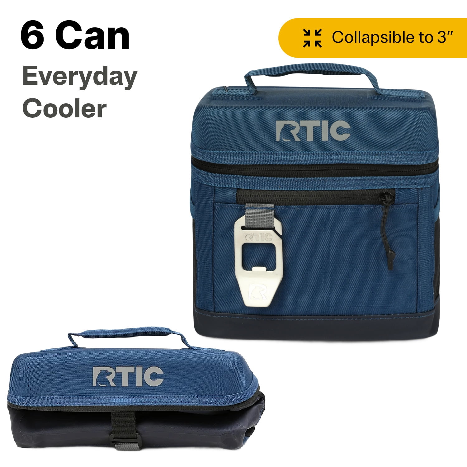 RTIC 6 Can Everyday Cooler, Navy, Insulated Soft Pack with Ice Foam ...