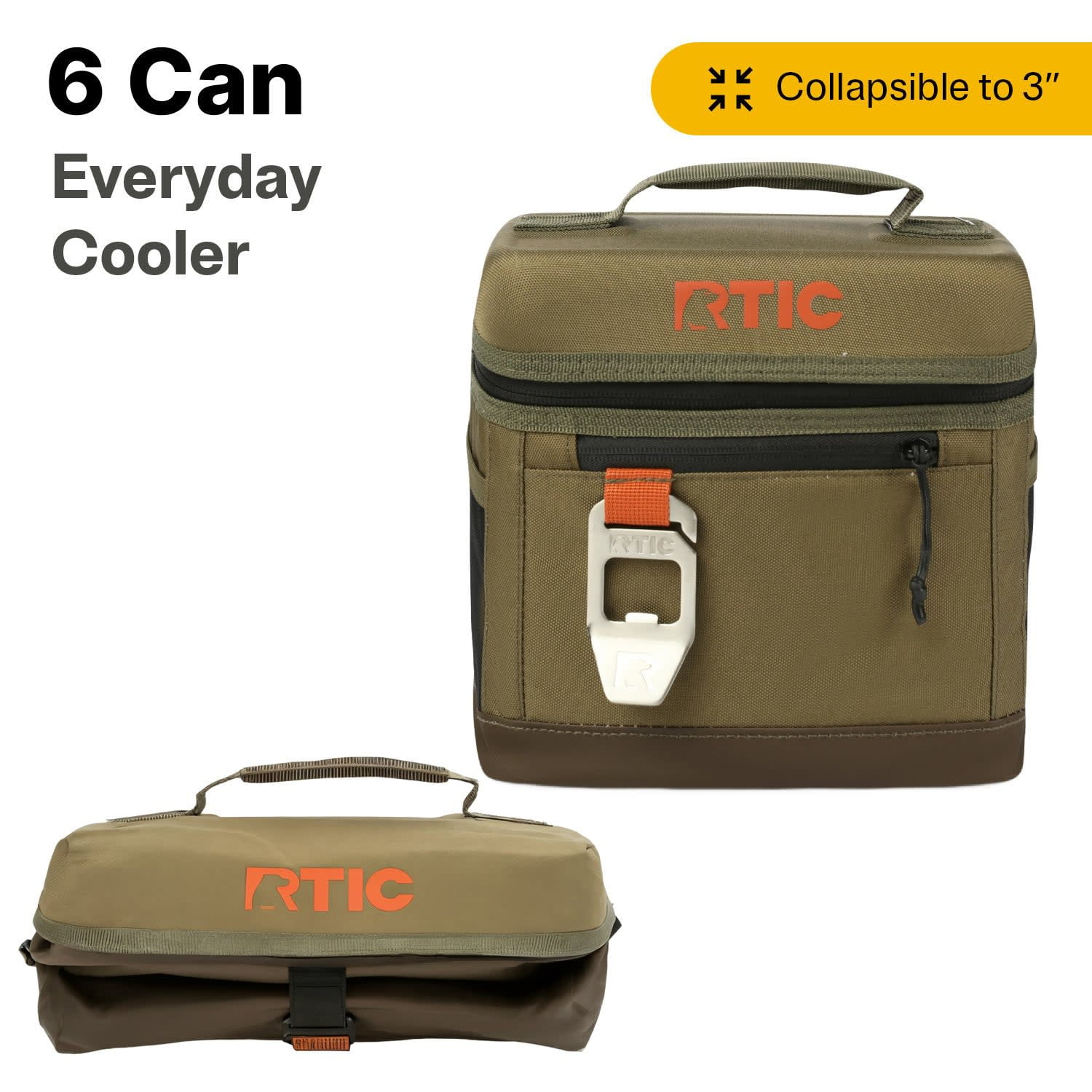 RTIC Lightweight 6 Can Everyday Cooler with Handle, Insulated Soft ...