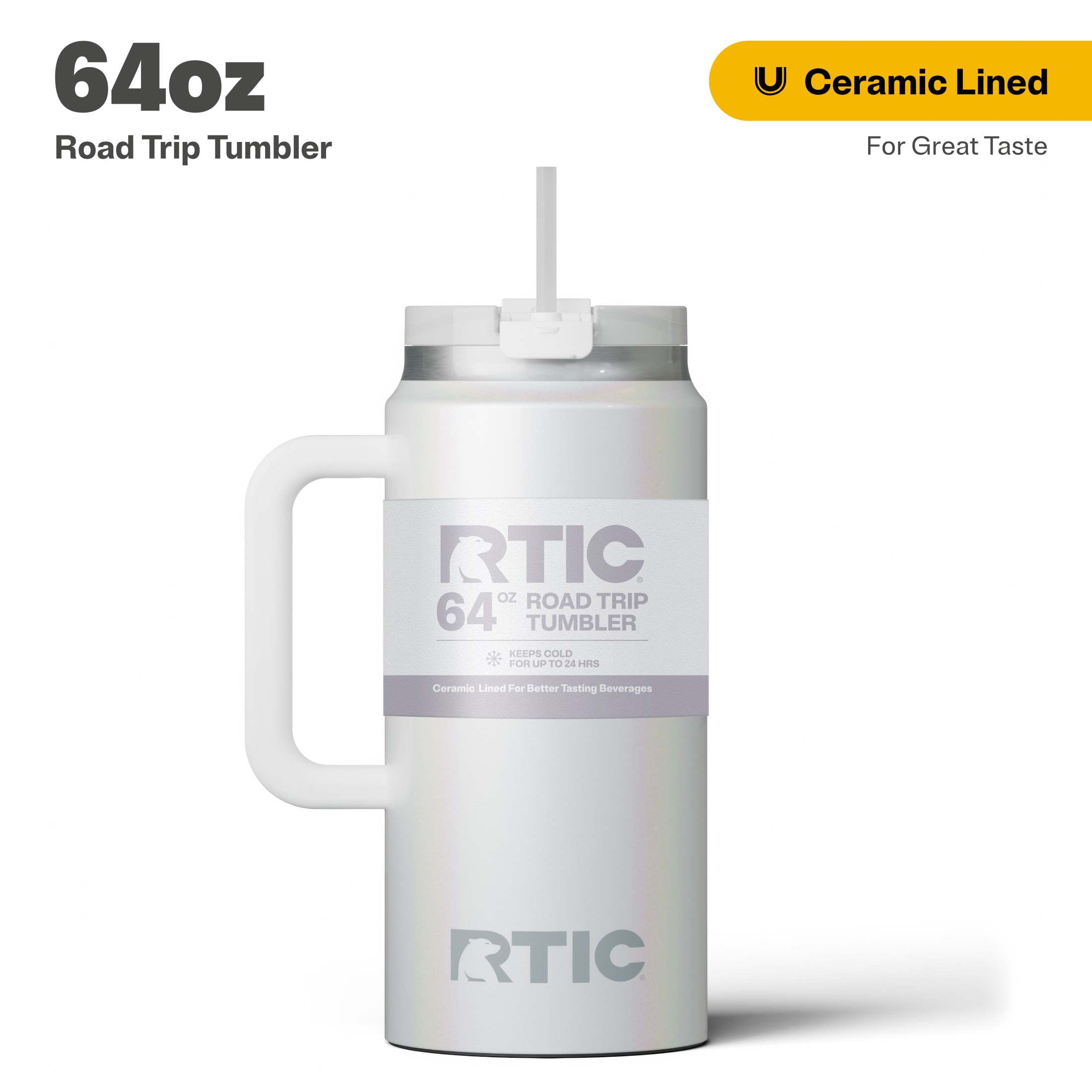 RTIC 64oz Ceramic Lined Tumbler, Insulated, Stainless Steel - Walmart.com