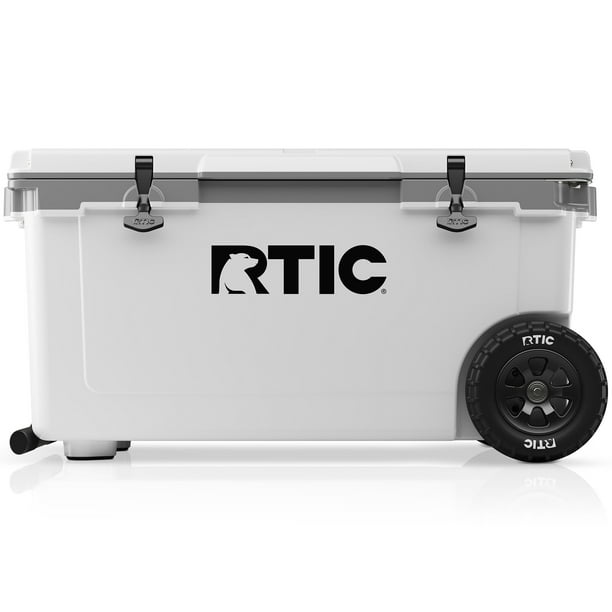 RTIC 72 QT Ultra-Light Wheeled Hard-Sided Ice Chest Cooler, White and ...