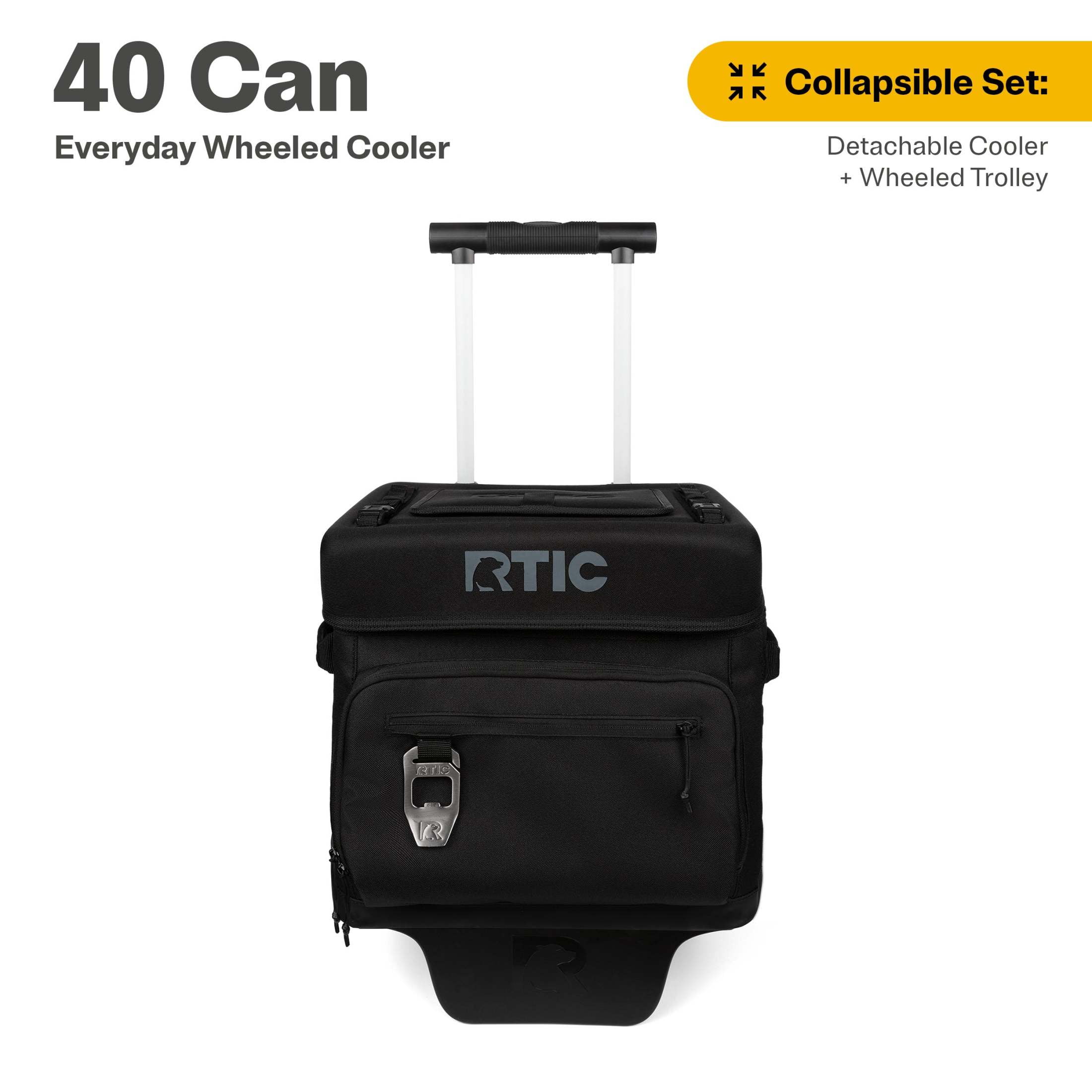 RTIC Everyday Wheeled Cooler, 40 Can Cooler, Collapsible Wheeled ...