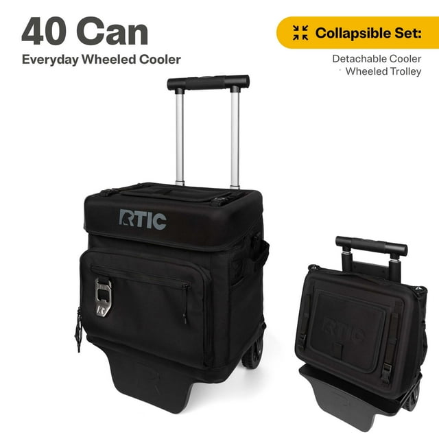 RTIC Everyday Wheeled Cooler, 40 Can Cooler, Collapsible Wheeled ...