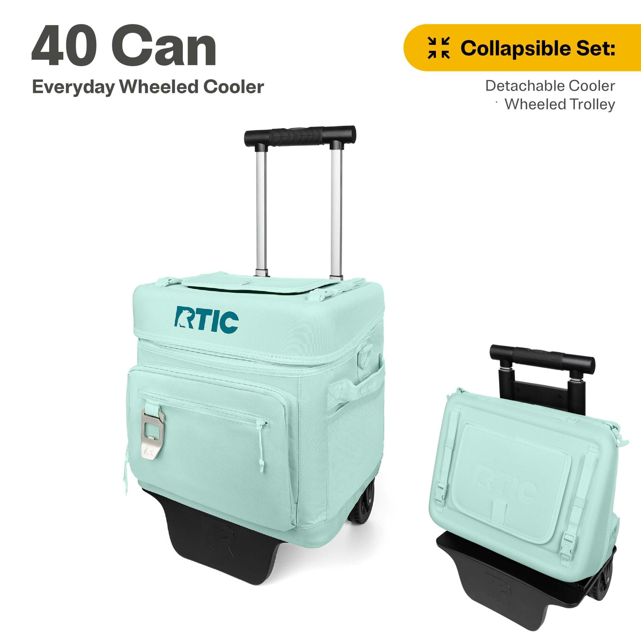 RTIC Everyday Wheeled Cooler, 40 Can Cooler, Collapsible Wheeled ...