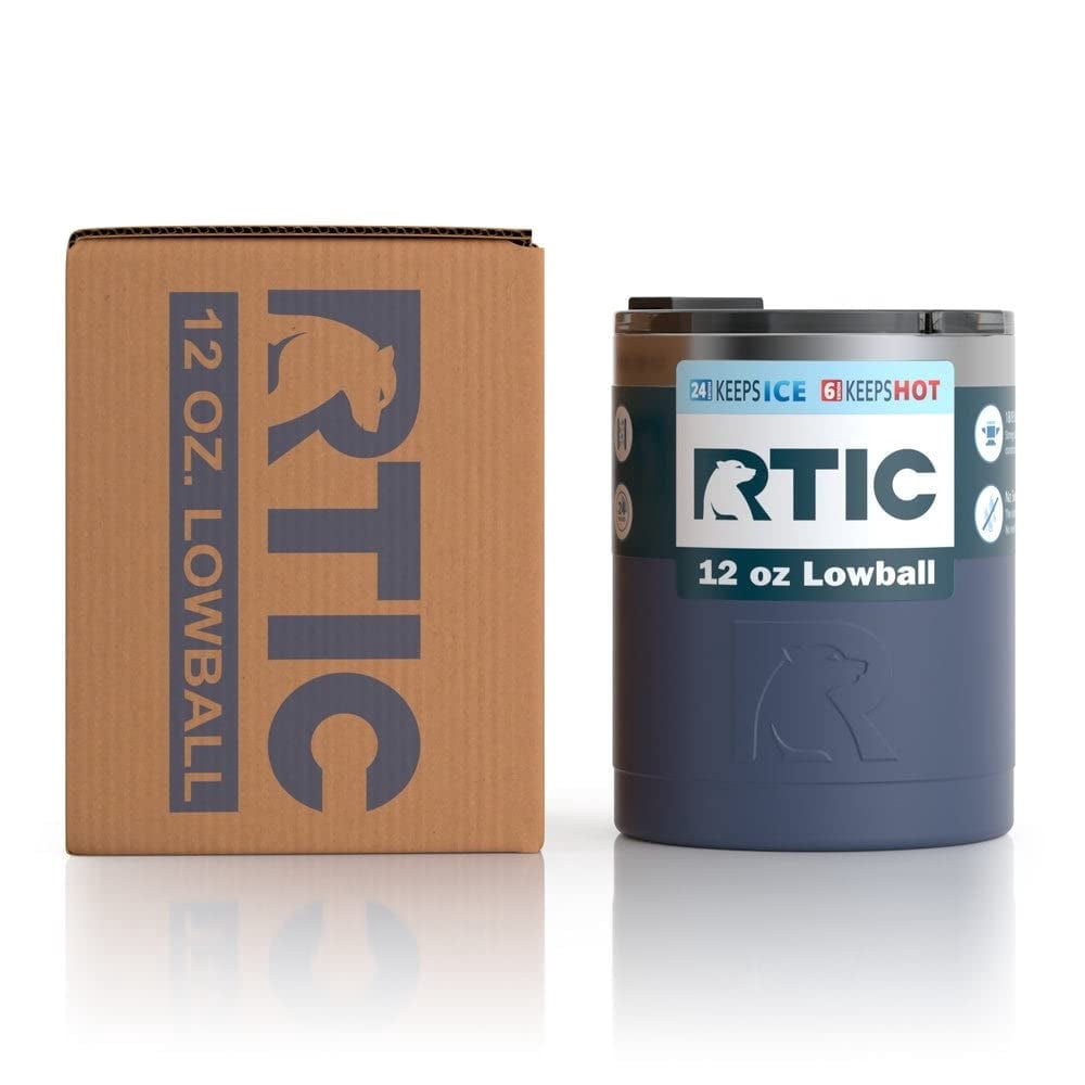 RTIC Insulated Lowball Tumbler, 12 oz, Navy, Stainless Steel Coffee Mug ...