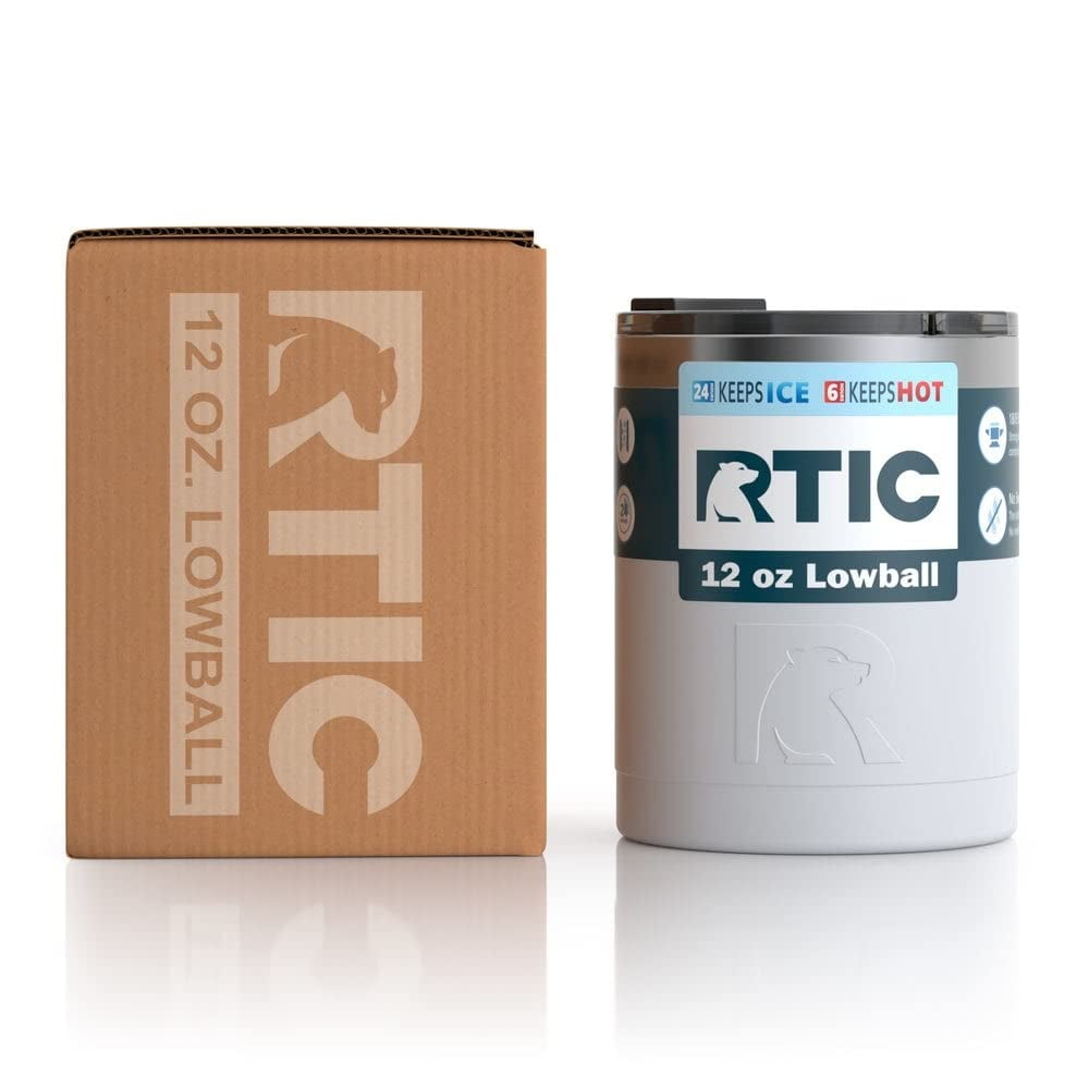 RTIC Lowball Tumbler with Splash Proof Lid, 12 oz, White, Insulated ...