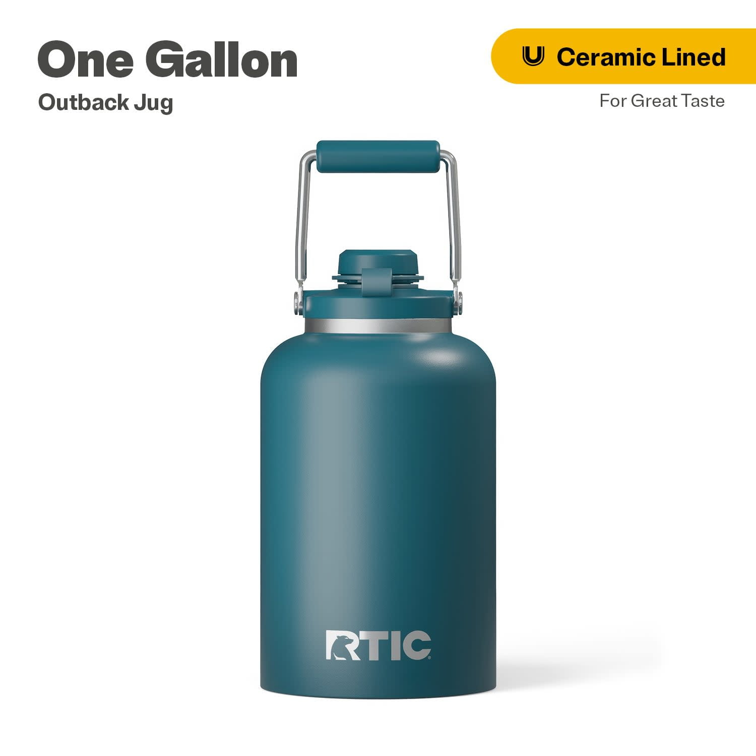 RTIC One Gallon Ceramic Lined Insulated Outback Jug, Leak Proof, Marine ...