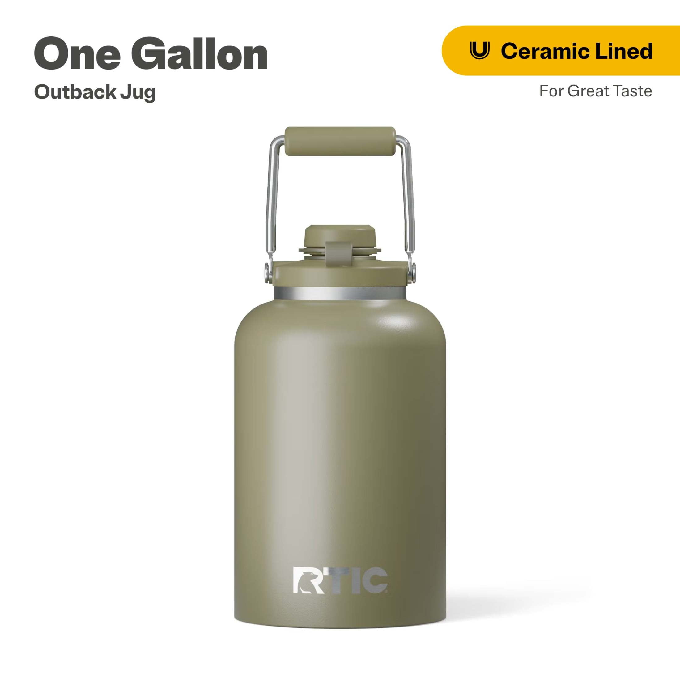 RTIC One Gallon Ceramic Lined Insulated Outback Jug, Leak Proof, Olive ...