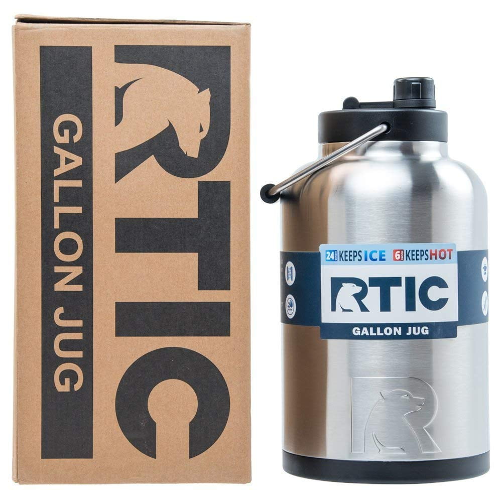 RTIC One Gallon Jug, Durable Stainless Steel Insulated Jug with Built-In Handle, Stainless ...