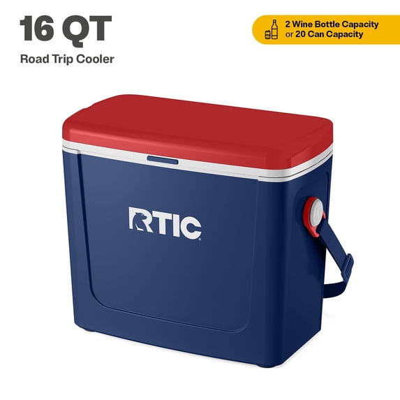 RTIC Road Trip Cooler, 16 QT, 20 Can Hard-Sided Ice Chest Cooler ...