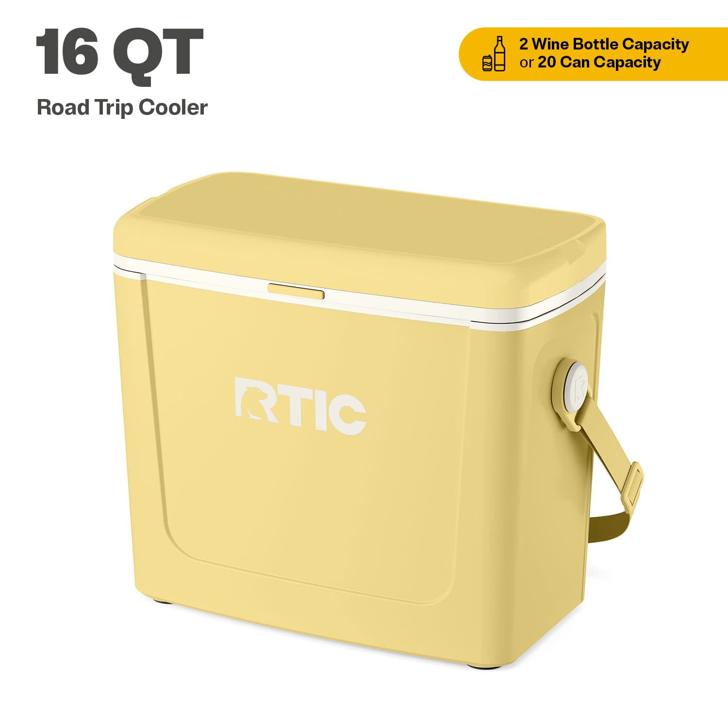 RTIC Road Trip Cooler, 16 QT, 20 Can Hard-Sided Ice Chest Cooler ...
