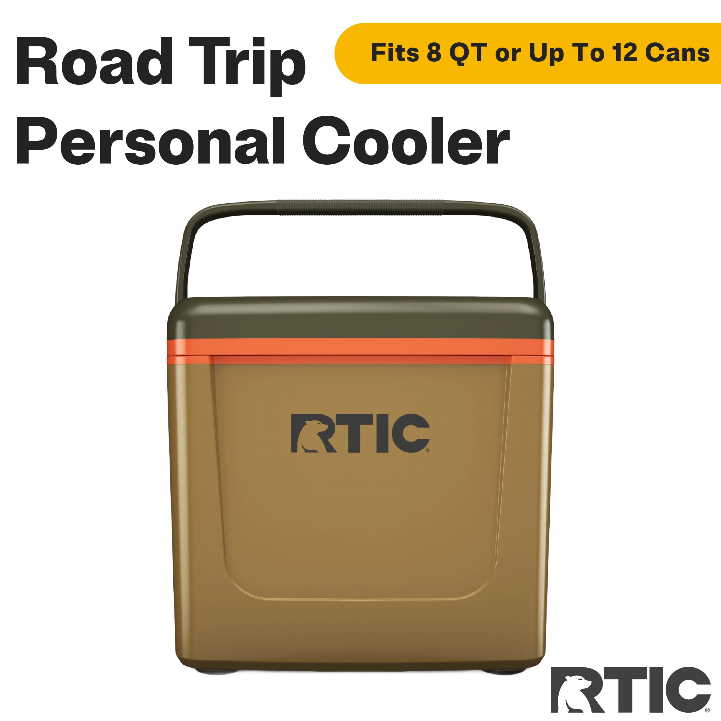 RTIC Road Trip Personal Cooler, 8 QT, 12 Can Hard-Sided Ice Chest ...