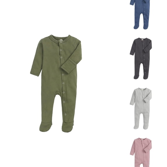 RTKFRFLM Baby Long Sleeve Footed Jumpsuit Ribbed Cotton Sleep and Play ...