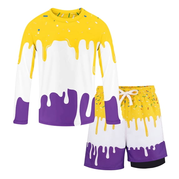 RTKFRFLM Boys Long Sleeve Rash Guard Swimsuit with Compression Liner ...