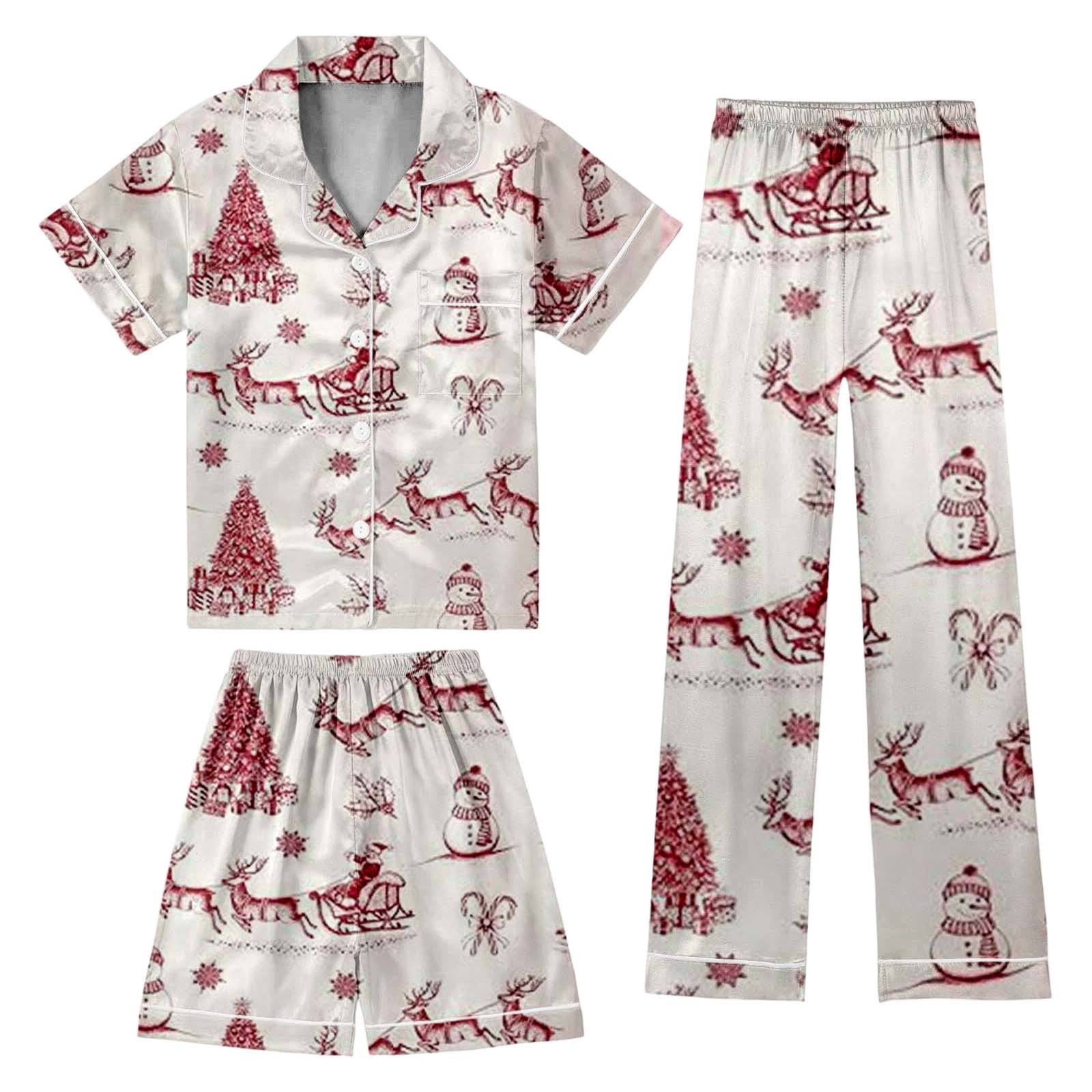RTKFRFLM Christmas Girls Pajamas Set 2 Piece Print Kids Pajama Holiday ...
