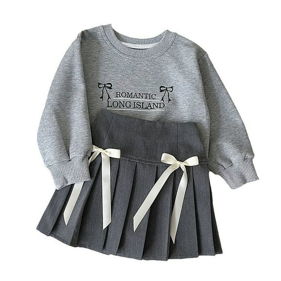 RTKFRFLM Girls' 2 Piece Set Outfits Bow Tie Sweatshirt Set Skirt Fall ...