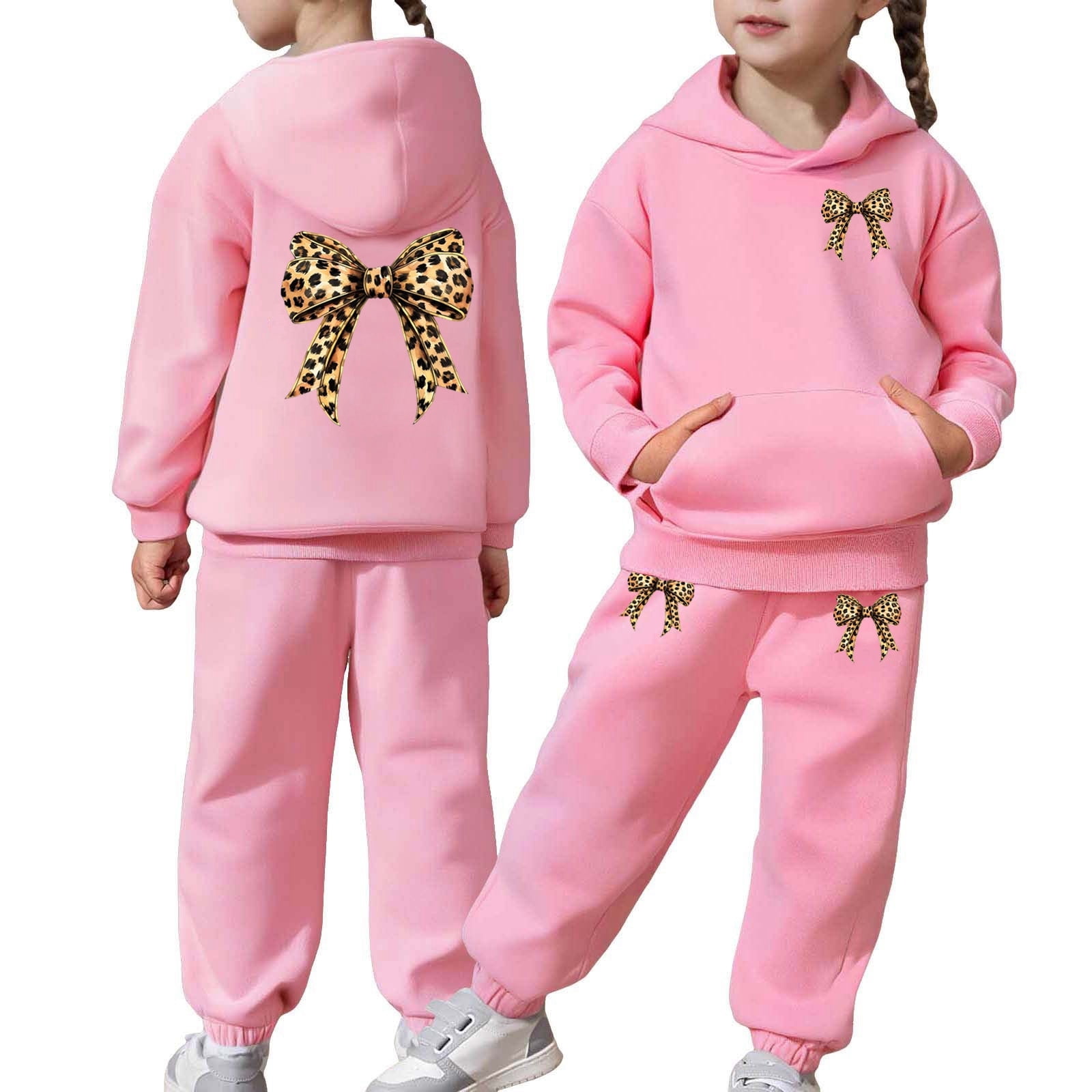 RTKFRFLM Girls Kids 2-Piece Fleece Lined Hoodie & Joggers Set Winter ...