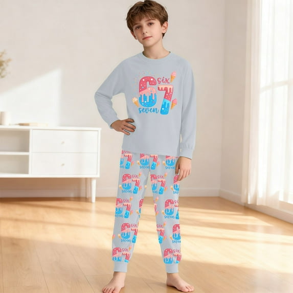 RTKFRFLM Girls Kids 2-Piece Pajama Set Long Sleeve 67 Doodle Print Soft ...