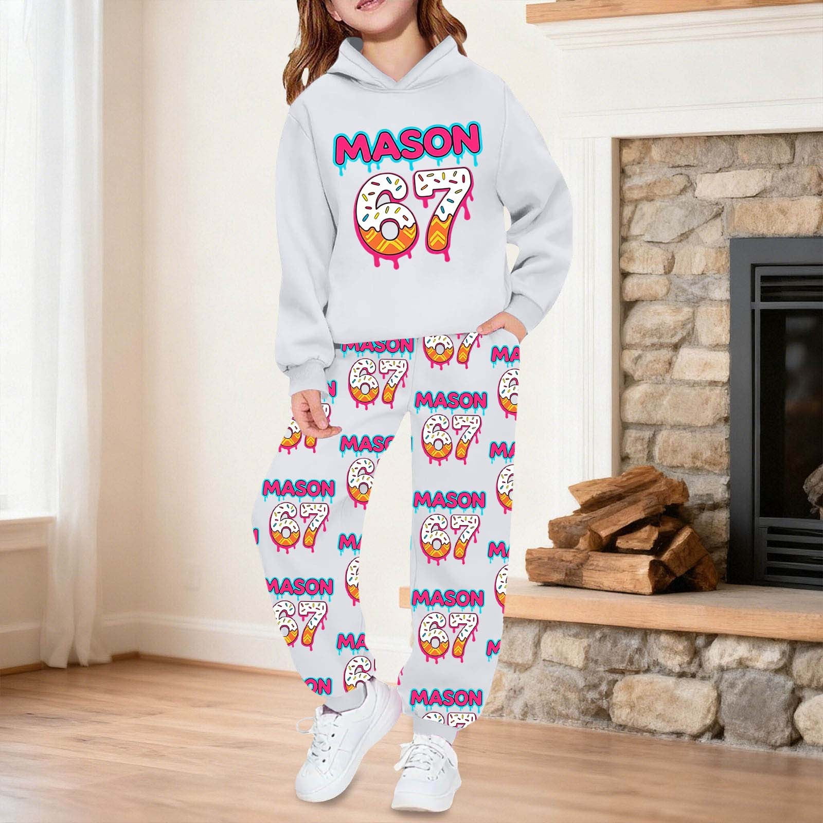 RTKFRFLM Girls Kids 2-Piece Tracksuit Printed Hoodie Joggers Soft ...
