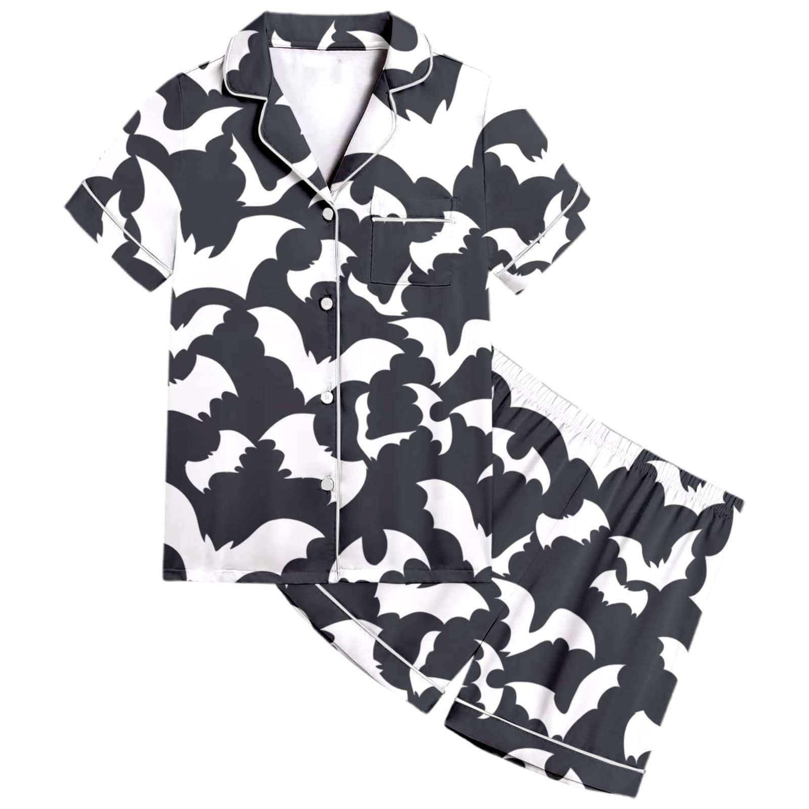 RTKFRFLM Girls Pajamas Halloween Pajama Set Cute Pumpkin Bat Print ...