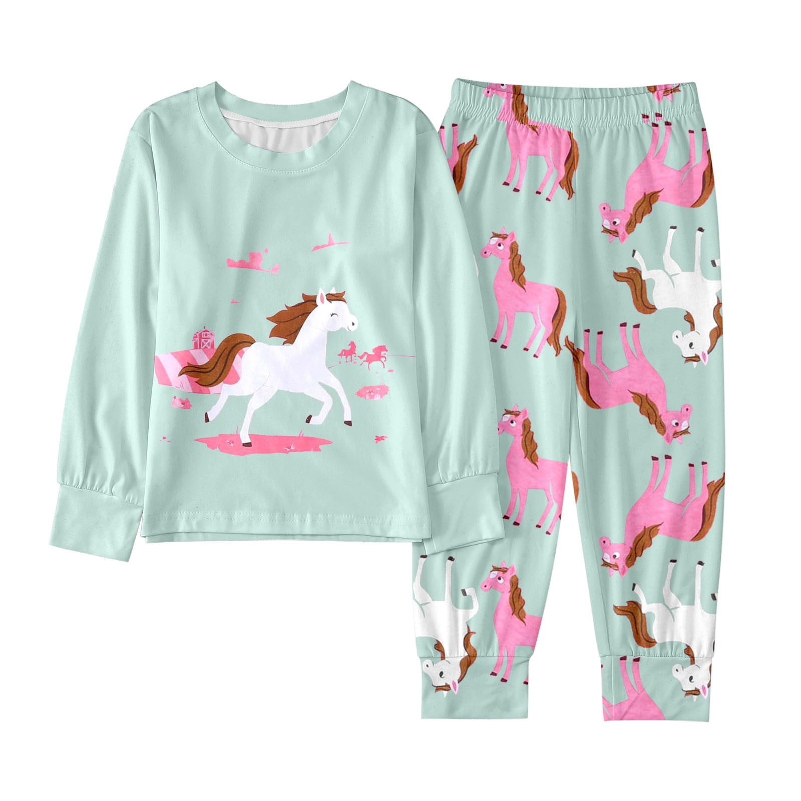 RTKFRFLM Girls Pajamas Winter Sleepwear Set Long Sleeve Pajamas With ...