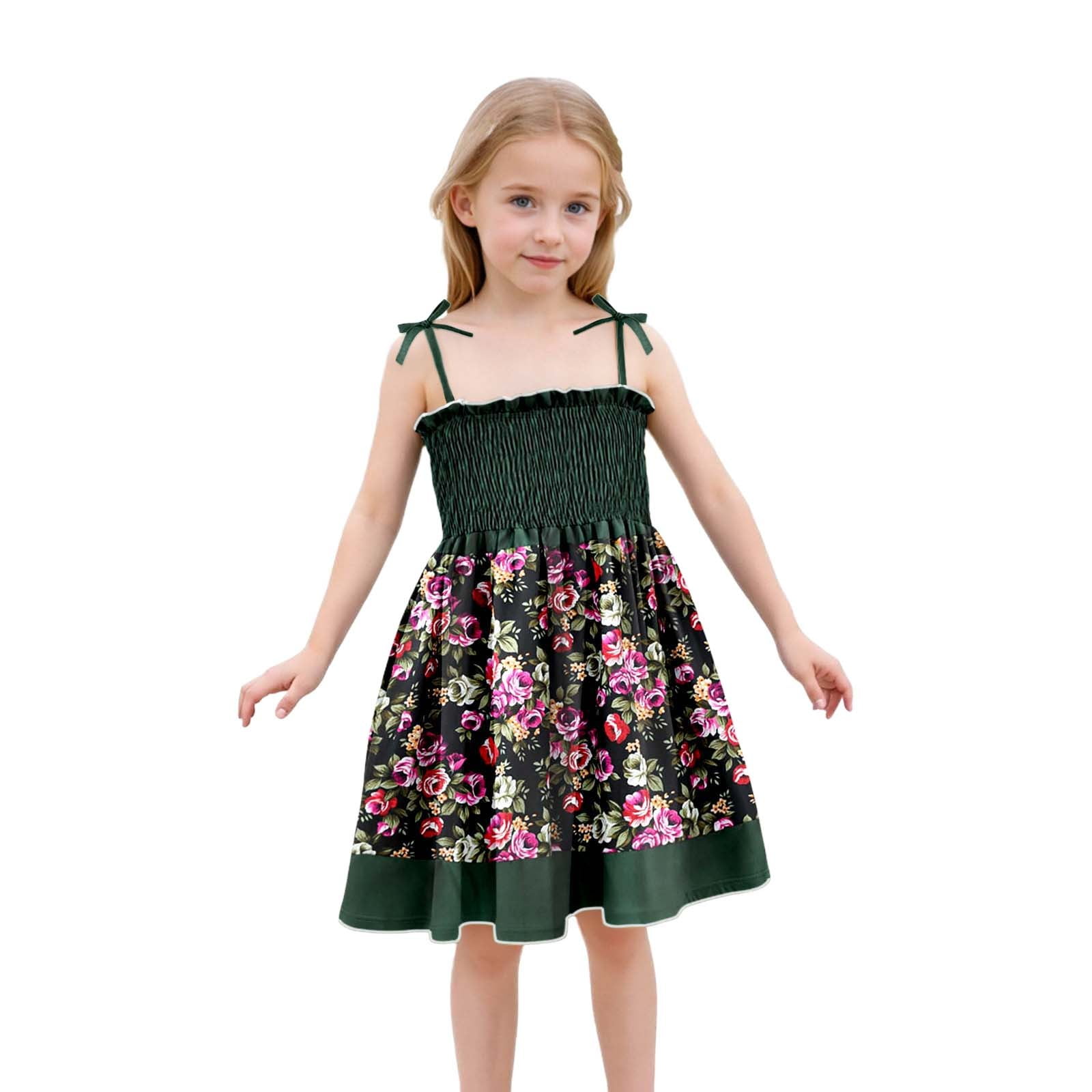 RTKFRFLM Girls Summer Dress Baby Floral Print Strappy Dress Lightweight ...