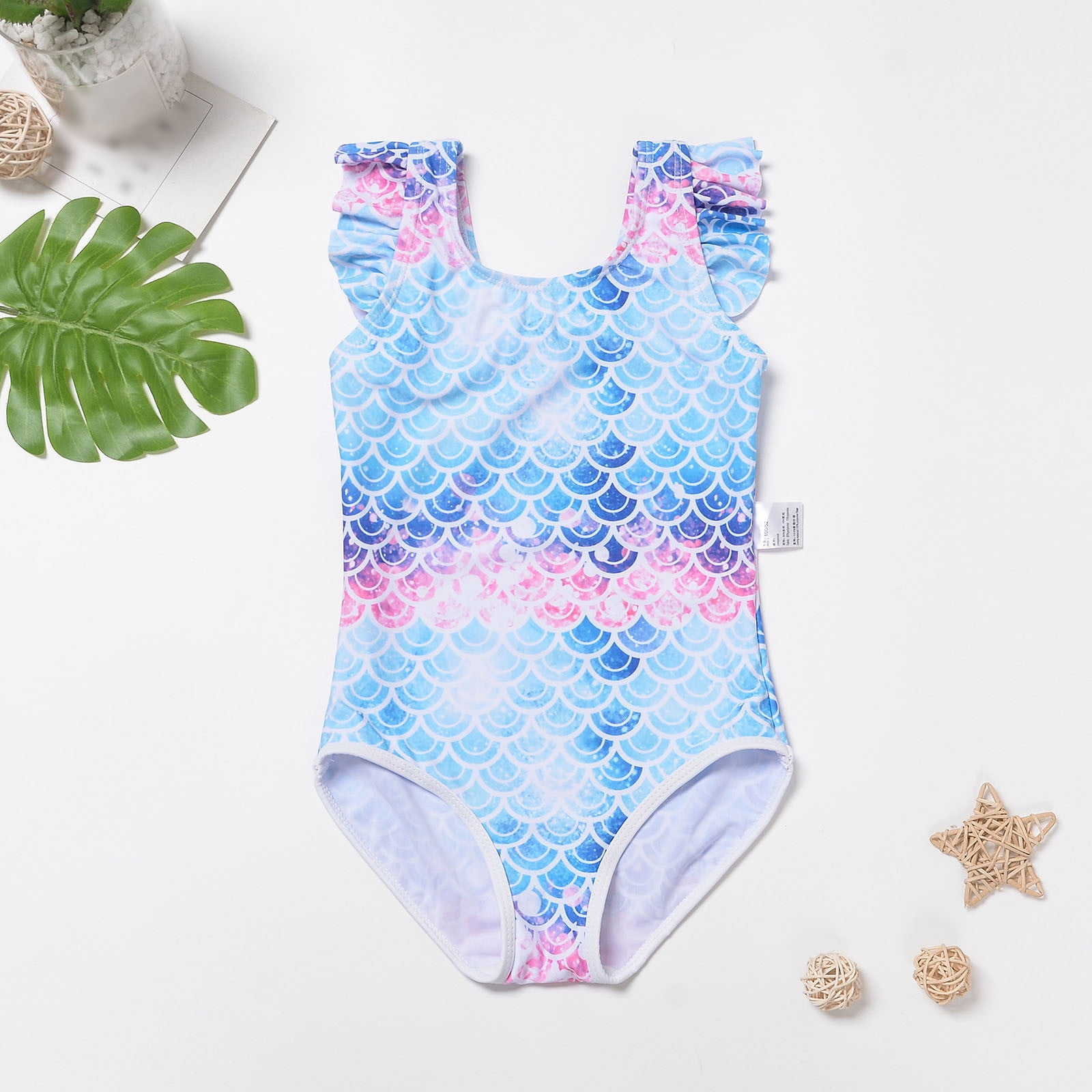 RTKFRFLM Girls Swimsuit with Scale Print Bikini Top and Detachable ...