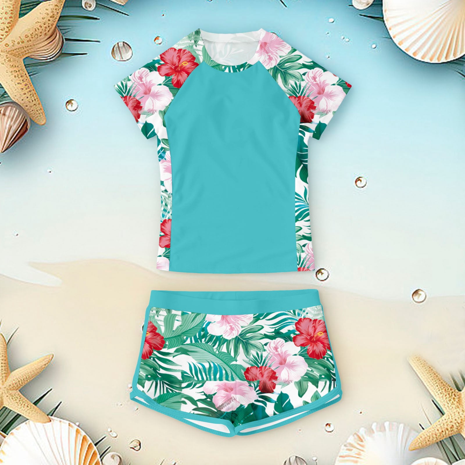 RTKFRFLM Girls Two Piece Swimsuit Set with Removable Padding Kids ...