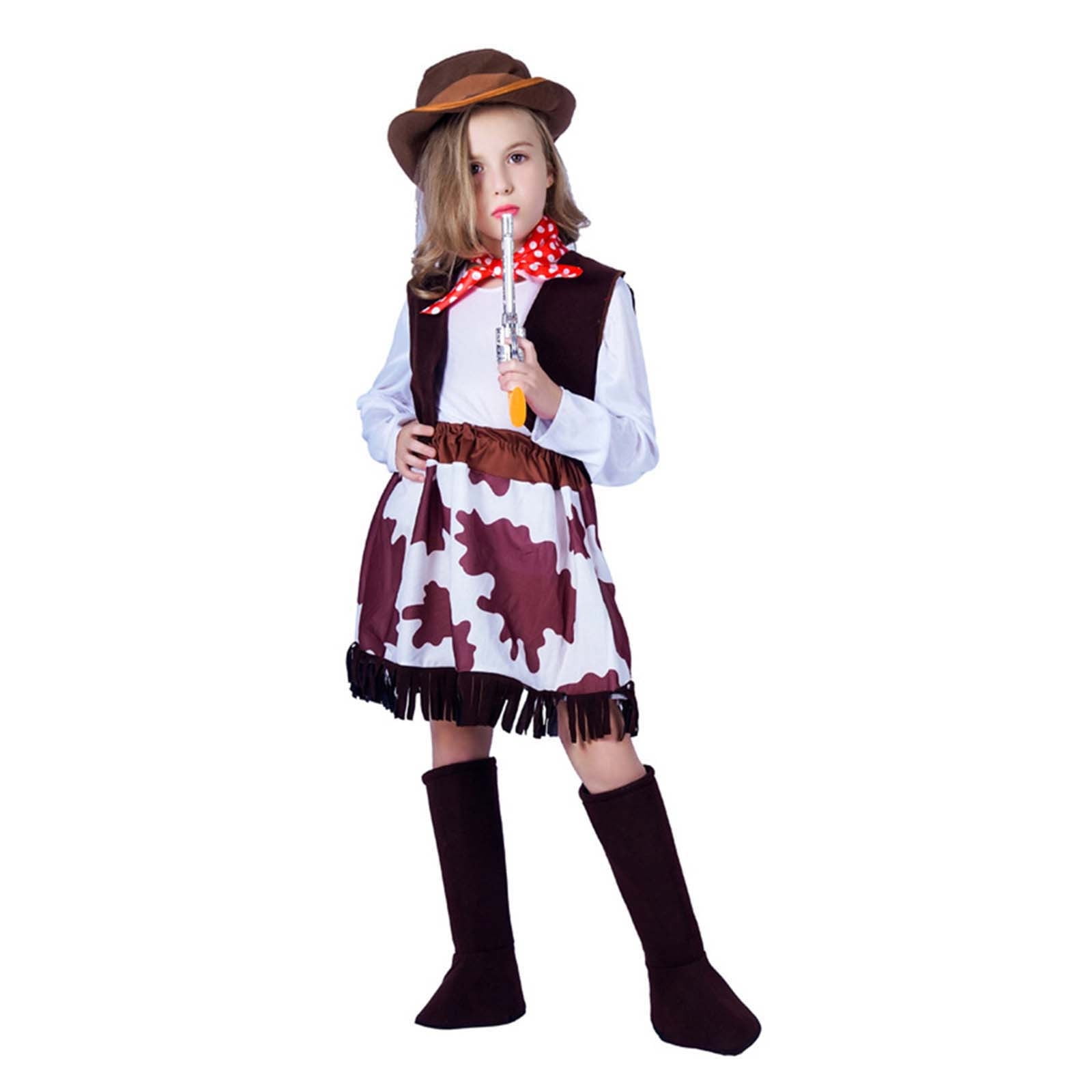 RTKFRFLM Girls Western Outfits Western Cowboy Dress Sets Denim Stage ...