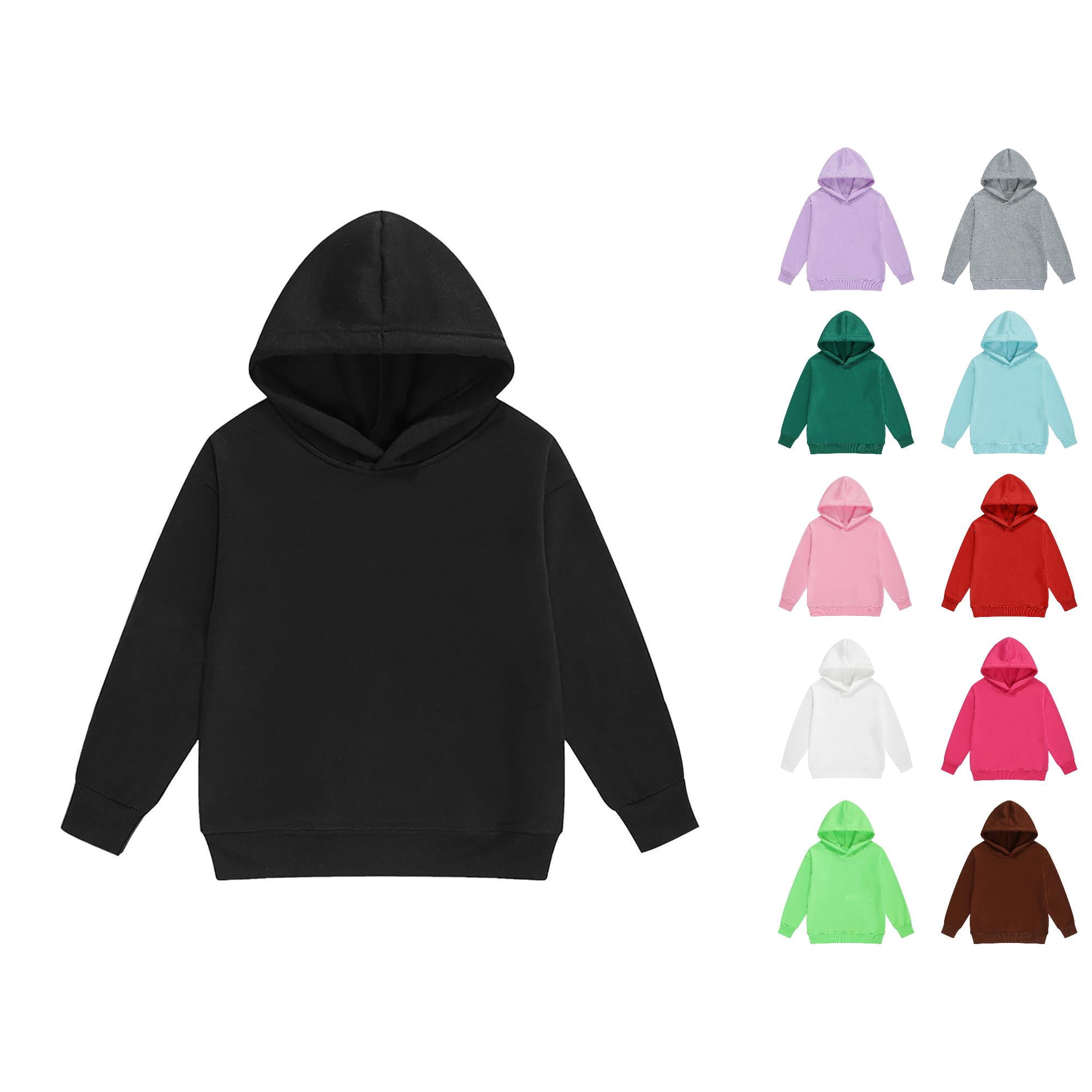 RTKFRFLM Kids Basic Pullover Hoodie Solid Color Long Sleeve Hooded ...
